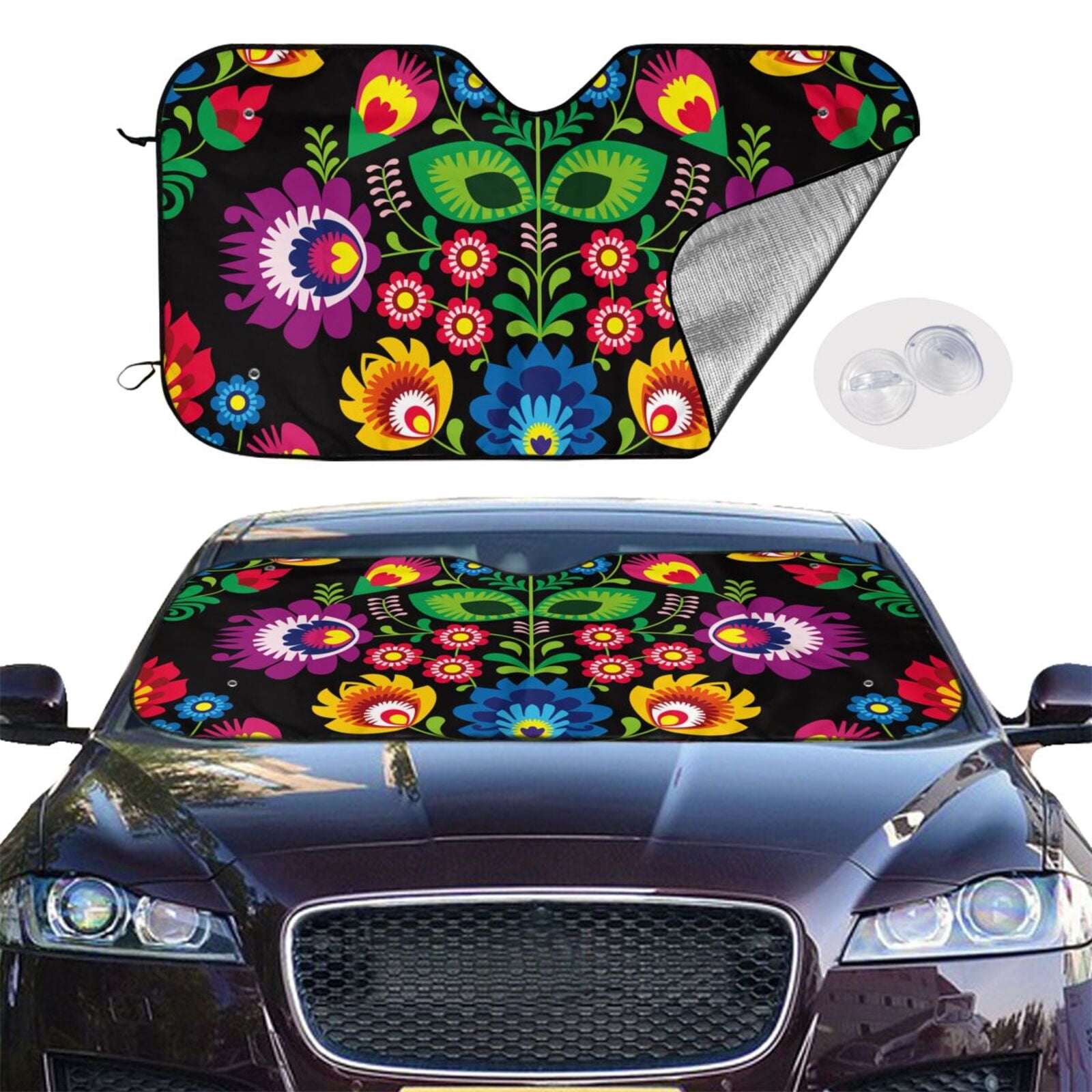 Jgfou Traditional Floral Polish Windshield Sun Shades,Car Sun Shade for ...
