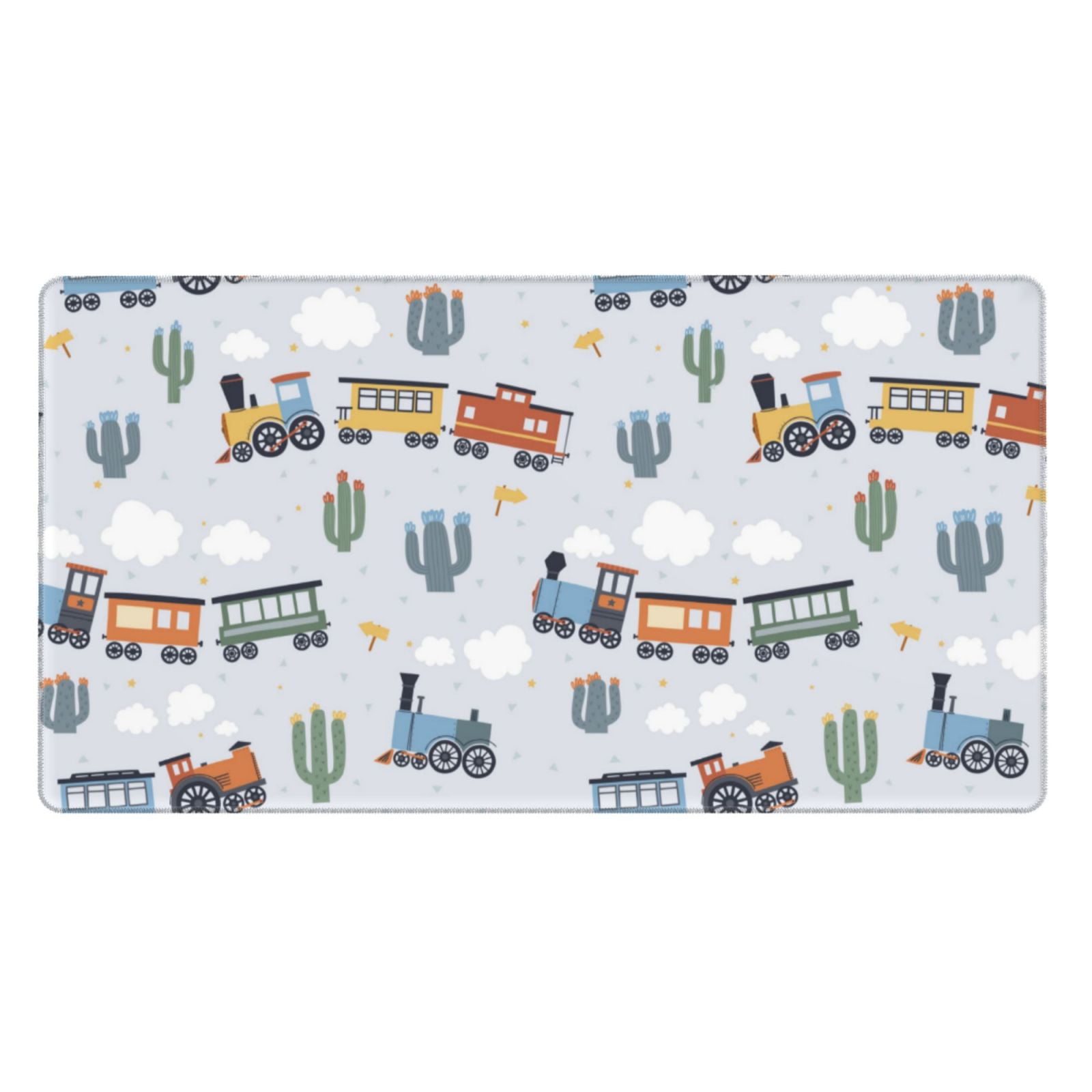Jgfou Trains And Cactuse Style Large Gaming Mouse Pad Desk Mat Long Non ...
