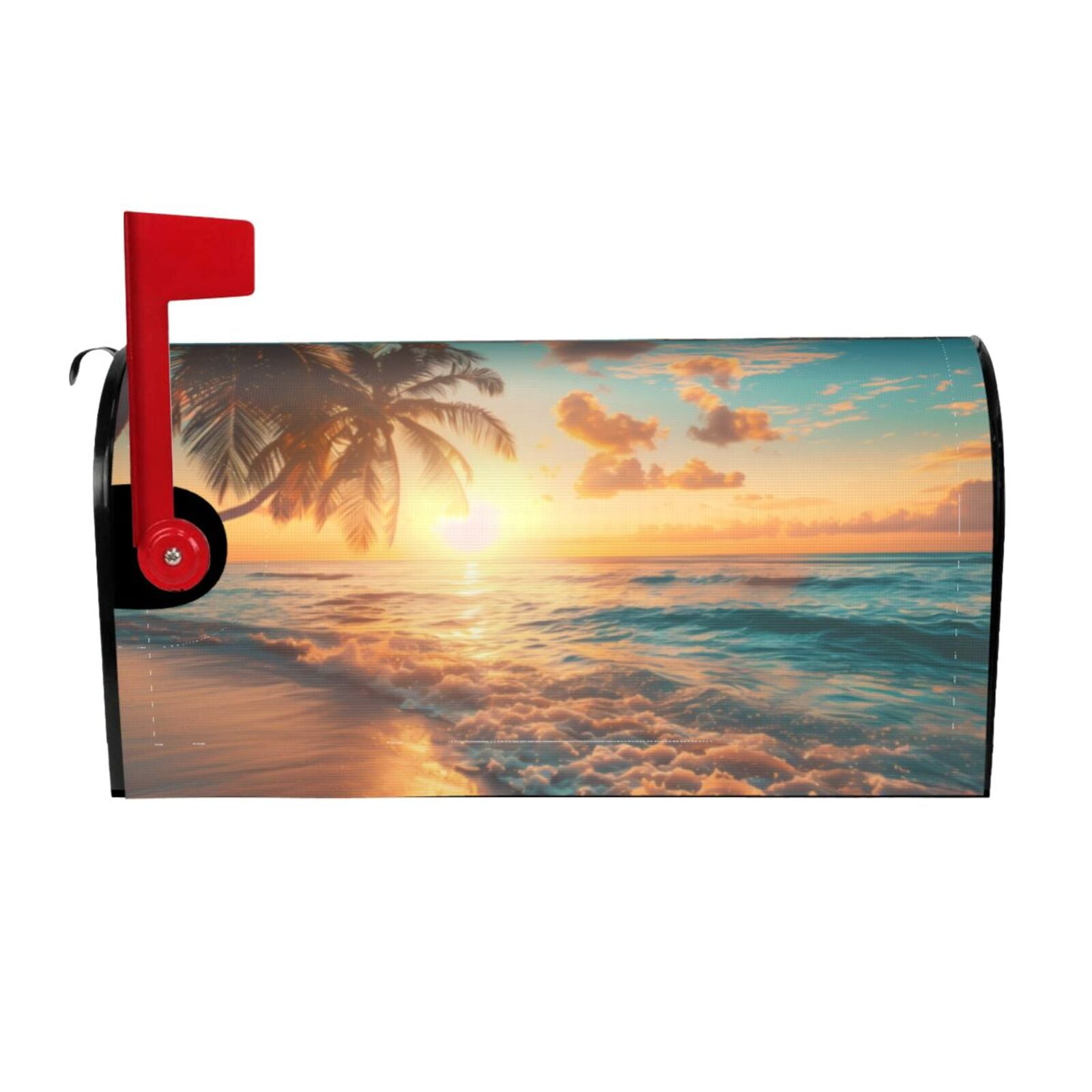 Jgfou Tropical Sunset Beach Scene Mailbox Covers Magnetic 21x18 in ...