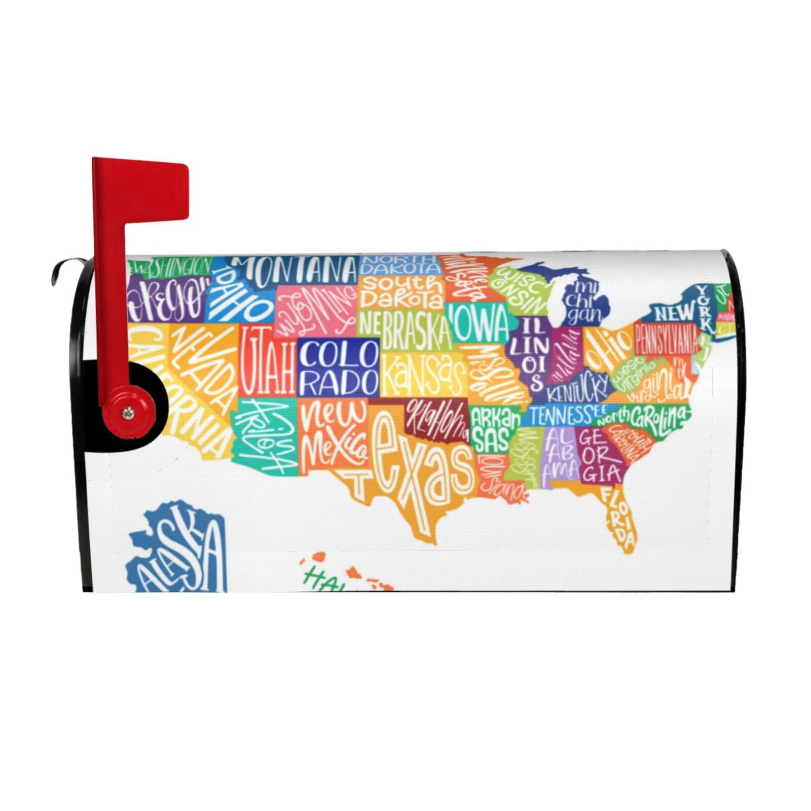 Jgfou USA MAP Mailbox Covers Magnetic 21x18 in Mailbox Wraps Post ...