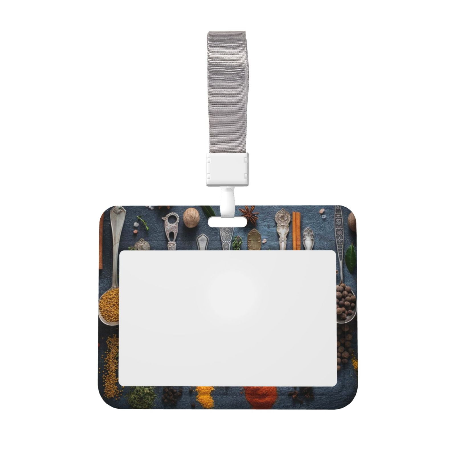 Jgfou Various Herbs And Spices In Spoons Print Double-Sided ID Badge ...