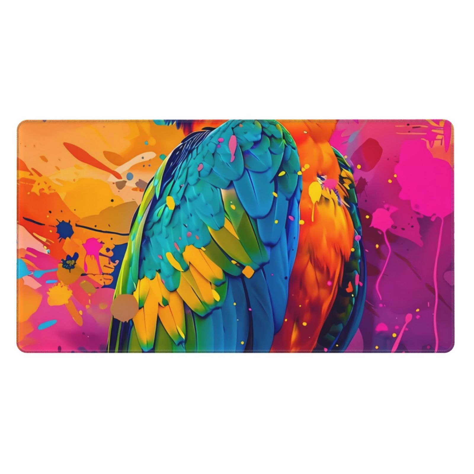 Jgfou Vibrant Parrot Splash Art Style Large Gaming Mouse Pad Desk Mat ...