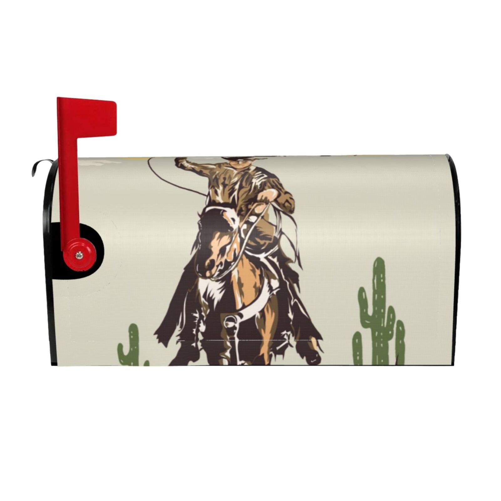 Jgfou Vintage Cowboy Riding Horse Mailbox Covers Magnetic 25.5x21 in ...
