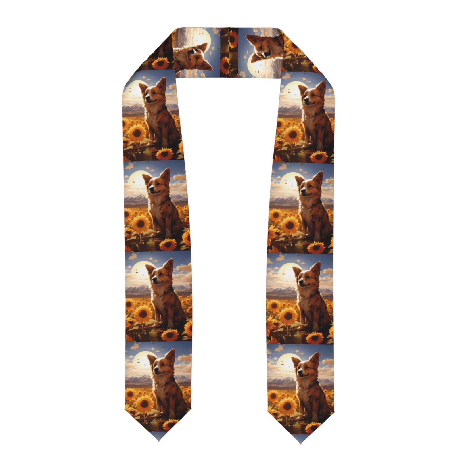 Jgfou Vintage Cute Corgi Sunflower Print Graduation Stoles, Unisex ...