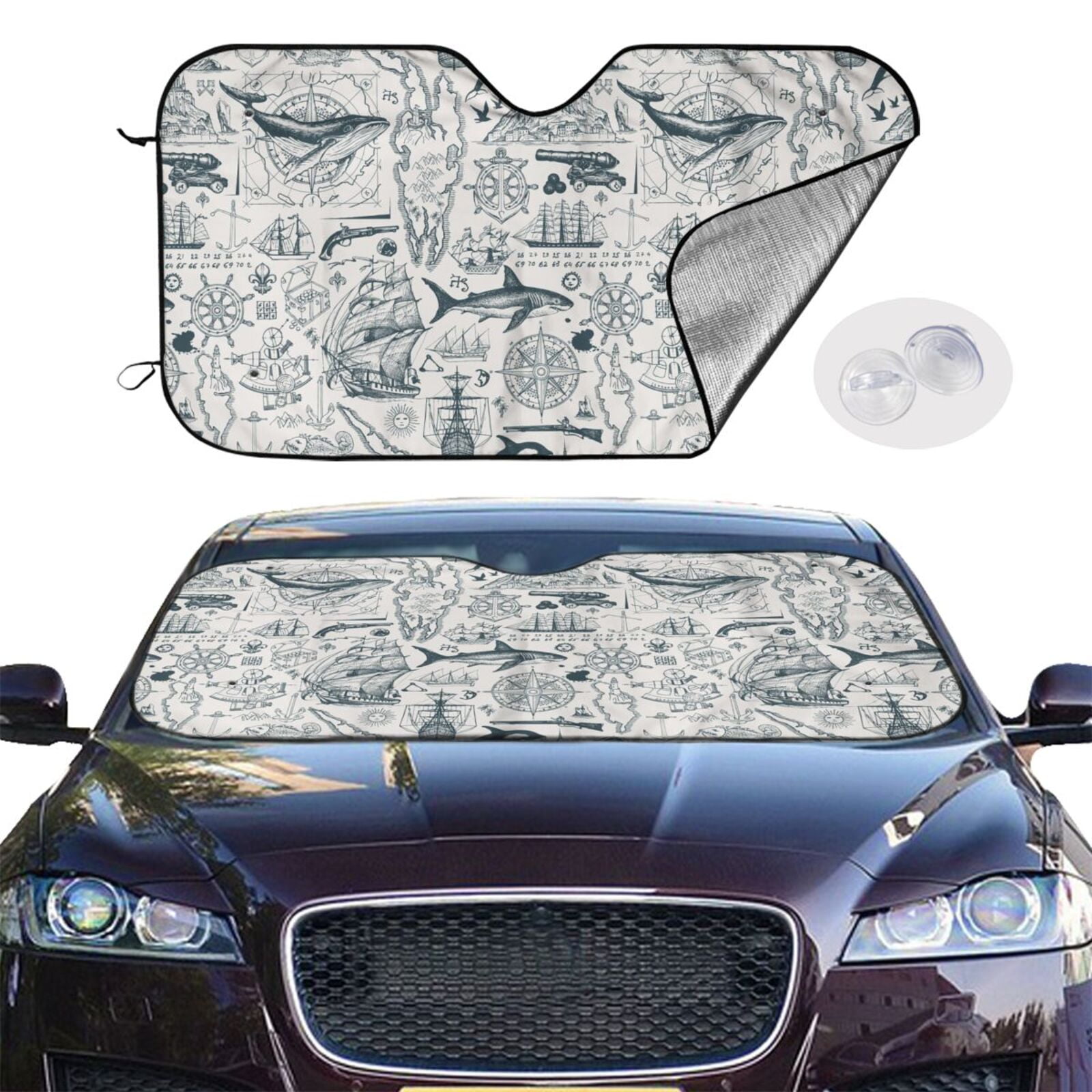 Jgfou Vintage Sailboats Windshield Sun Shades,Car Sun Shade for Front ...