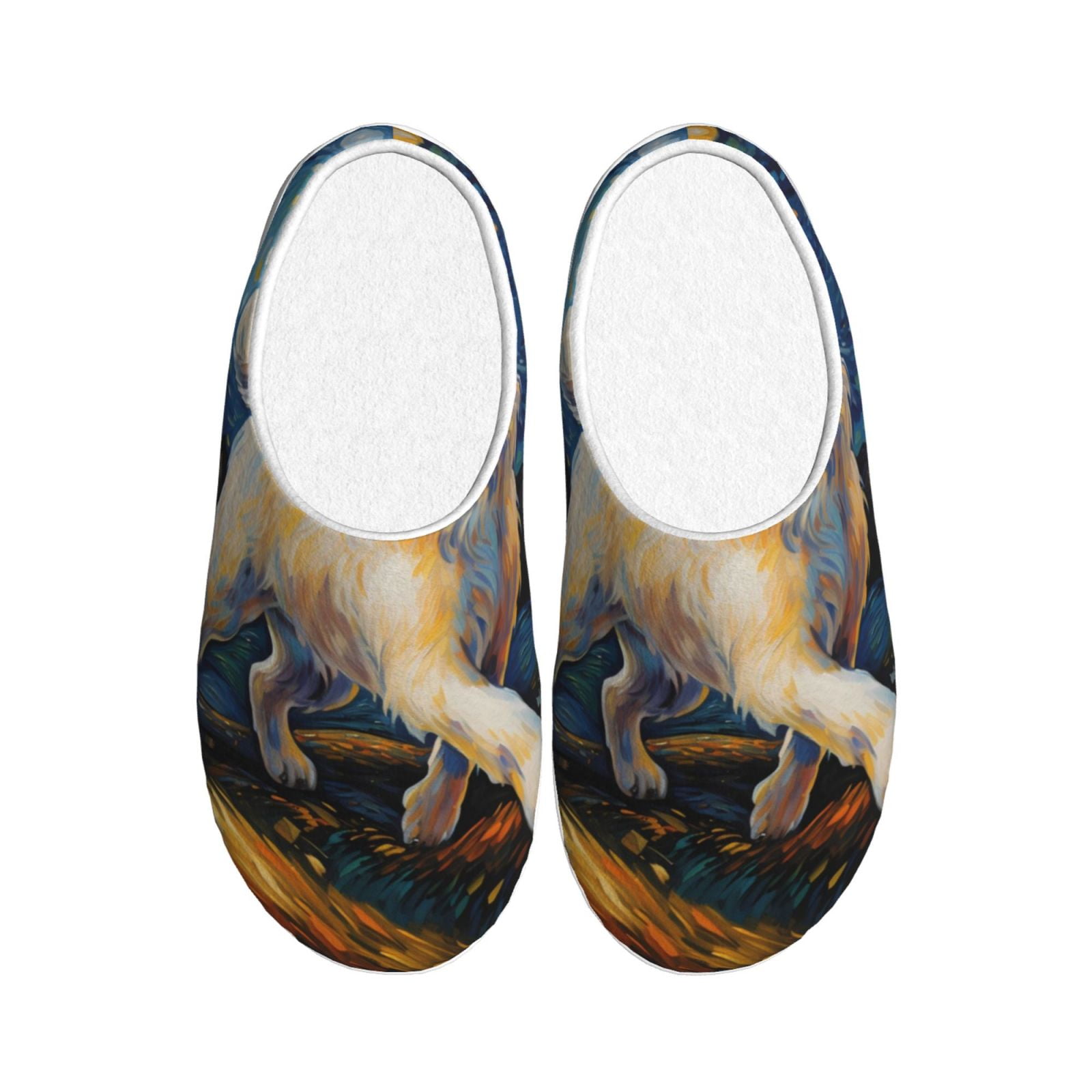 Jgfou Vintage Starry Sky Labrador Print Cotton Slippers, Fuzzy and Cozy ...