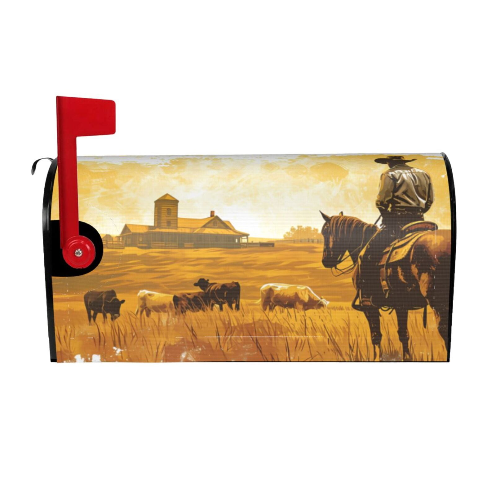 Jgfou Western Cowboy Ranch Mailbox Covers Magnetic 21x18 in Mailbox ...