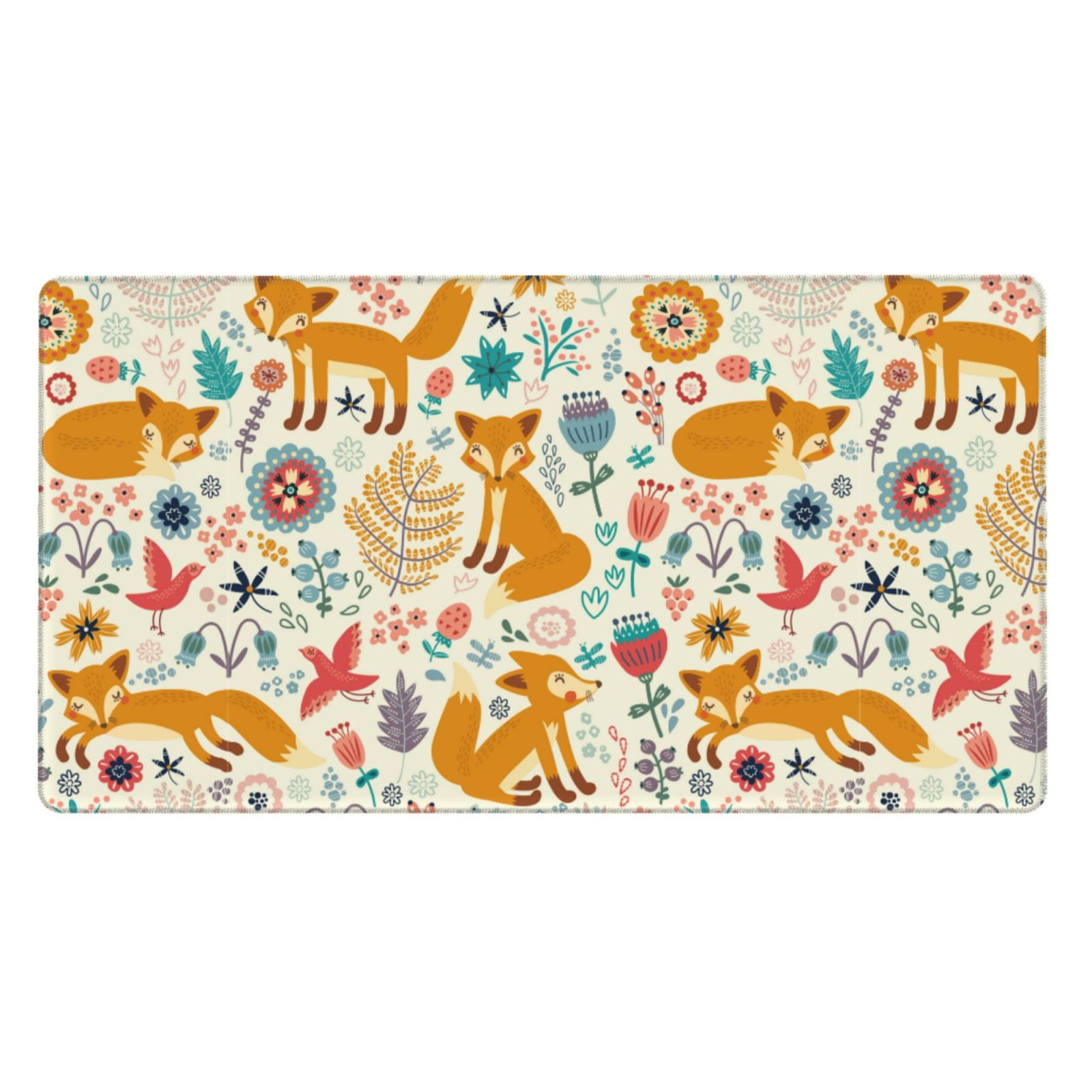 Jgfou Whimsical Fox Floral Garden Style Large Gaming Mouse Pad Desk Mat ...