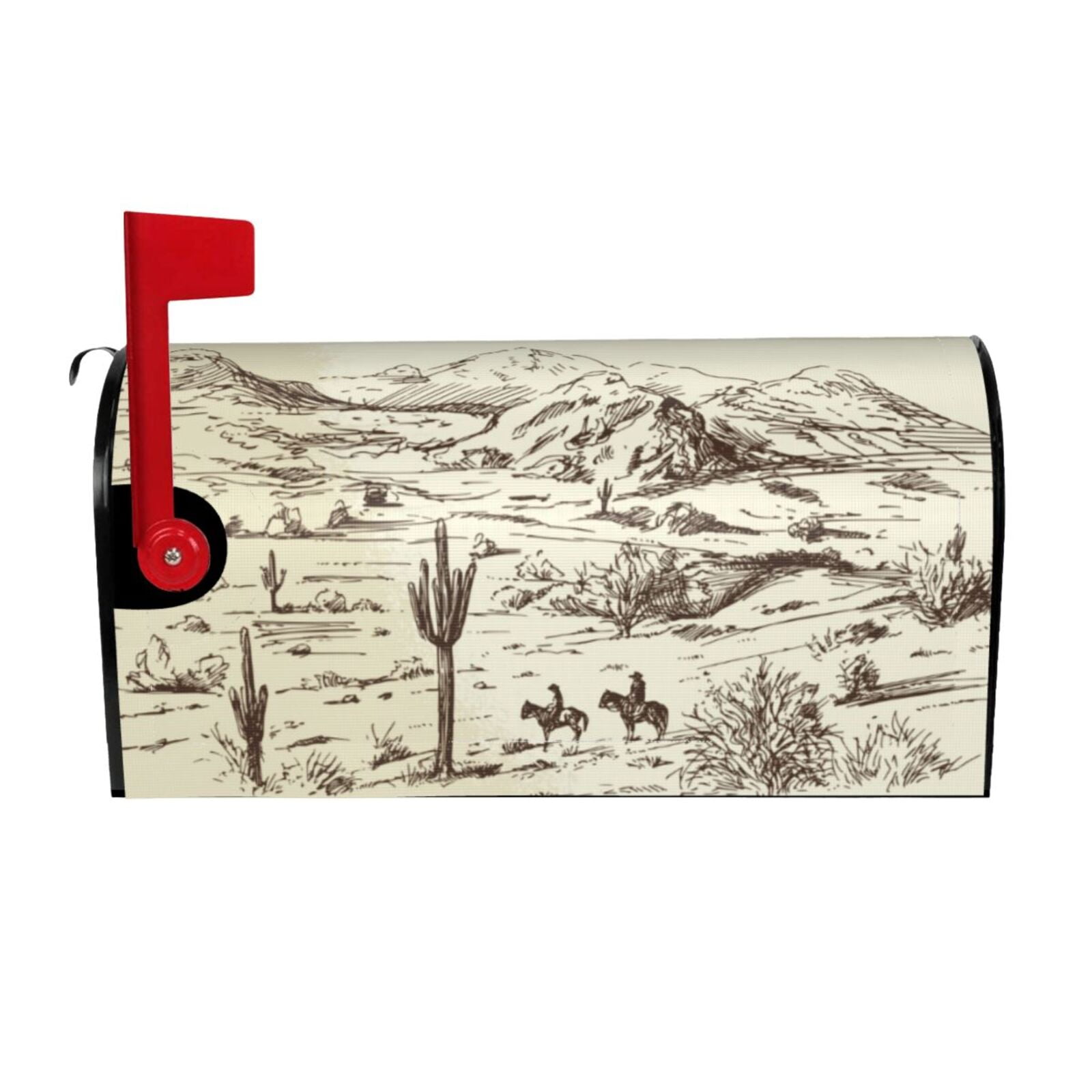 Jgfou Wild West Desert With Cowboys Mailbox Covers Magnetic 21x18 in ...