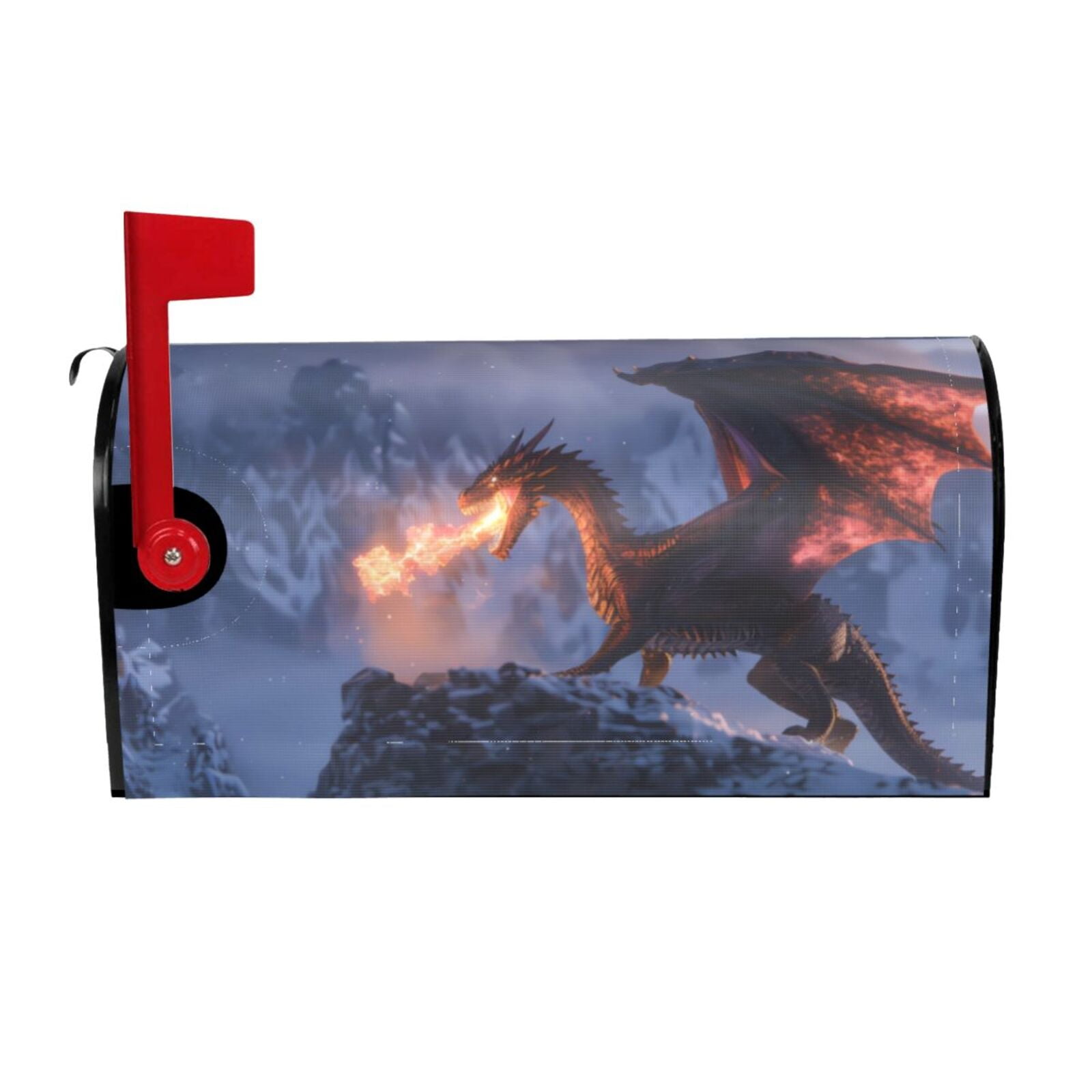 Jgfou Winter Fire Dragon Mailbox Covers Magnetic Mailbox Wraps Post ...