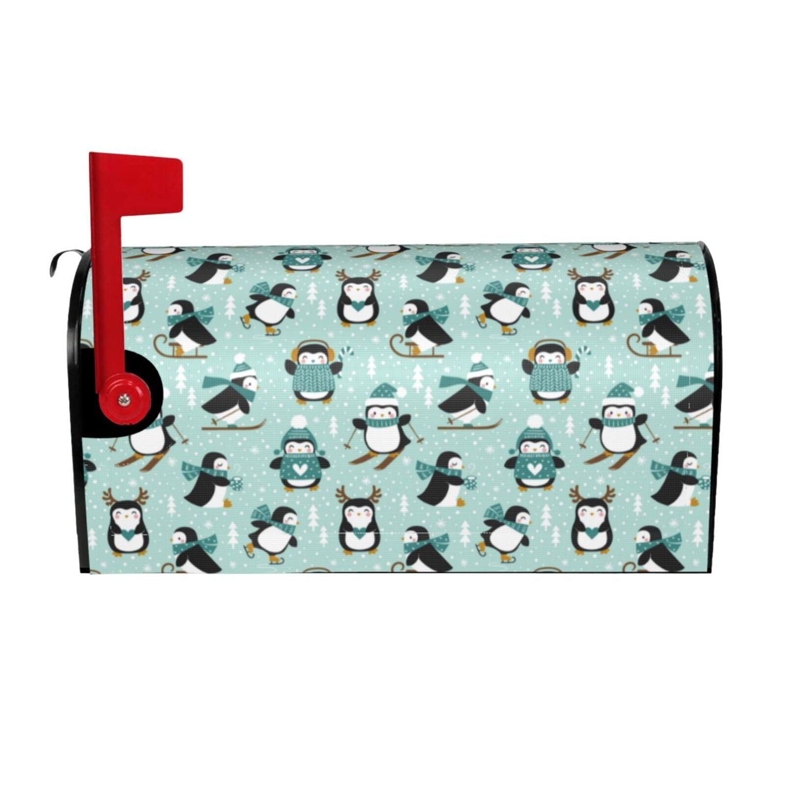 Jgfou Winter Skiing Penguin Mailbox Covers Magnetic 21x18 in Mailbox ...