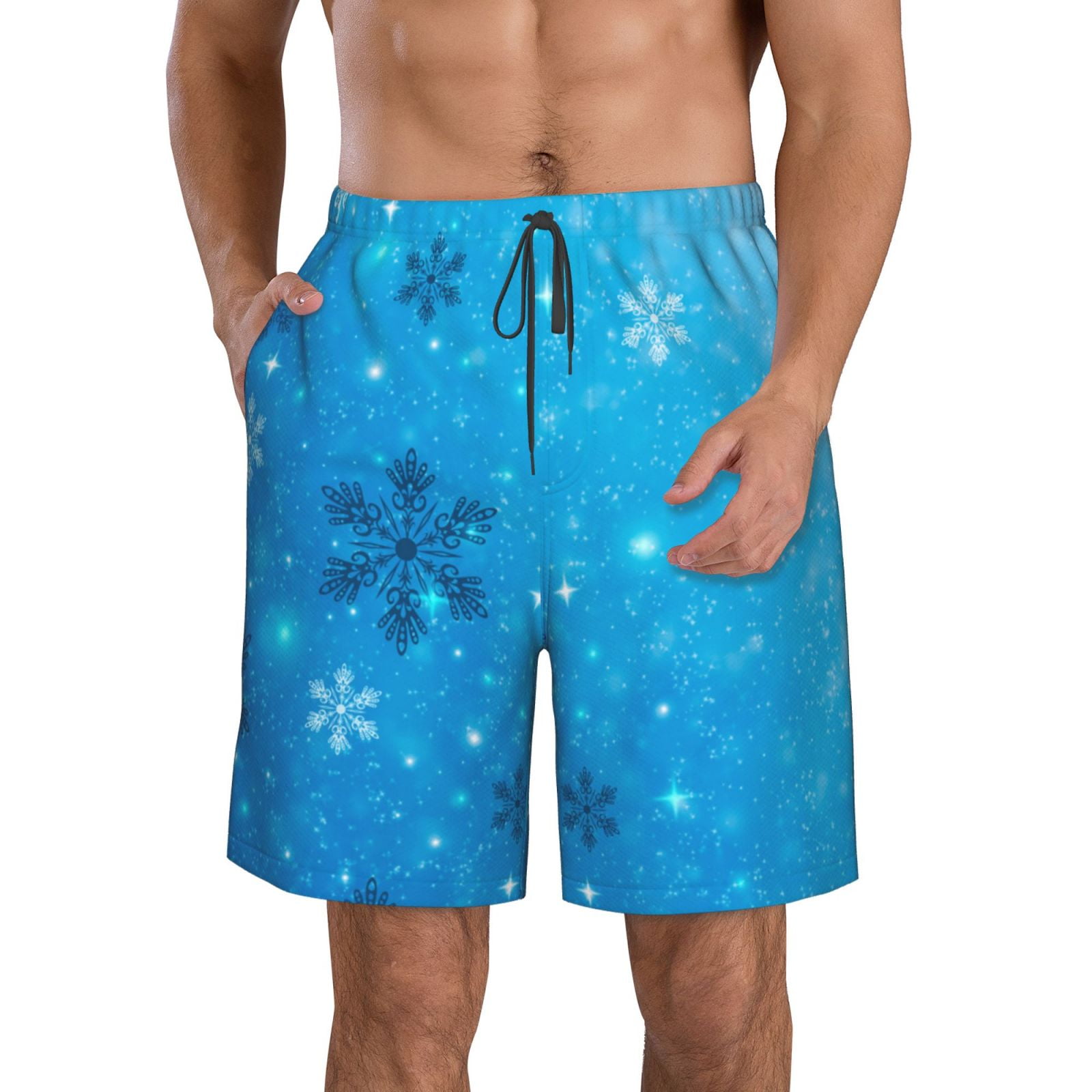 Jgfou Winter With Snowflakes for Men's Swim Trunks Hawaiian Bathing ...