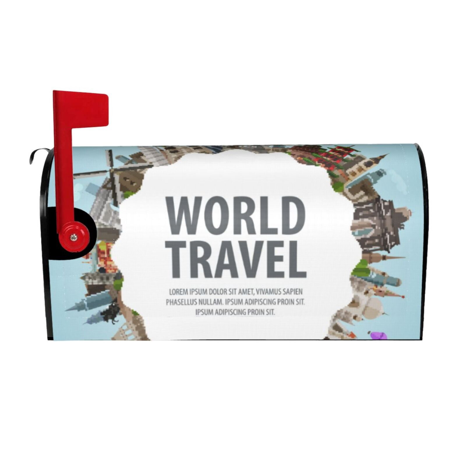 Jgfou World Travel Mailbox Covers Magnetic 25.5x21 in Mailbox Wraps ...