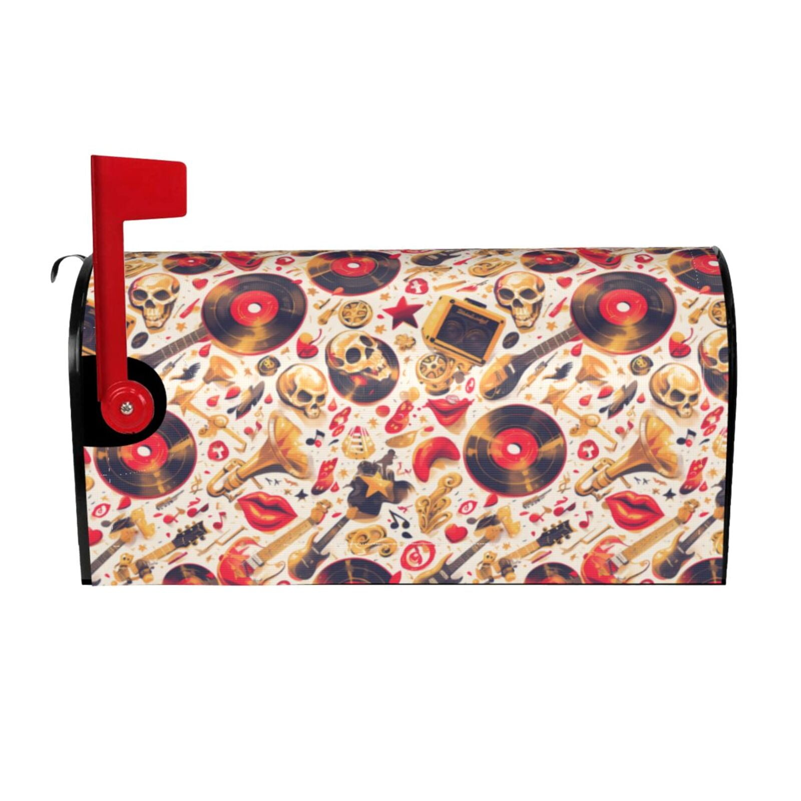 Jgfou gold Skull Guitar record Mailbox Covers Magnetic Mailbox Wraps ...