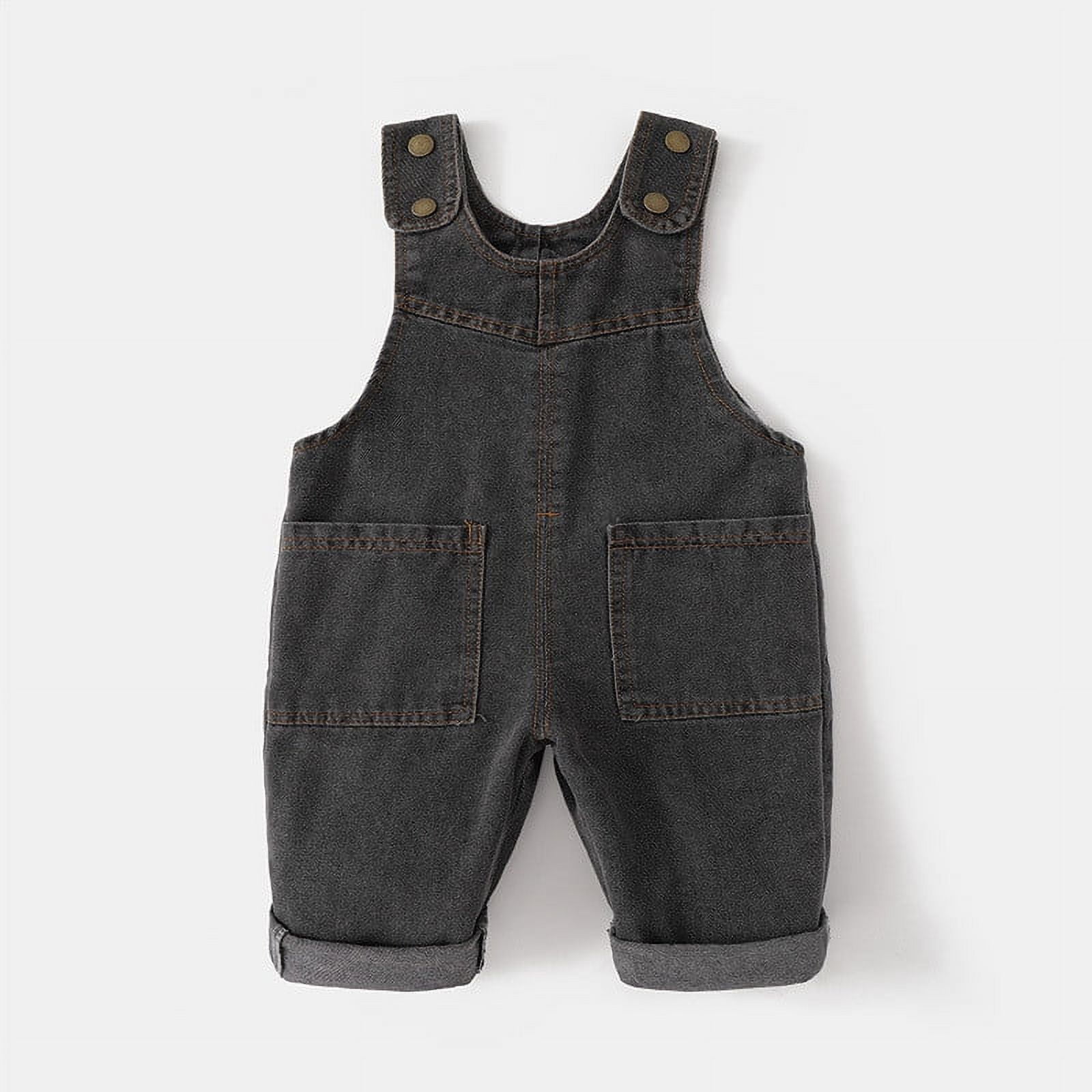Jgppe Baby Kids Denim Overalls Unisex Buttons Suspender with Pocket ...
