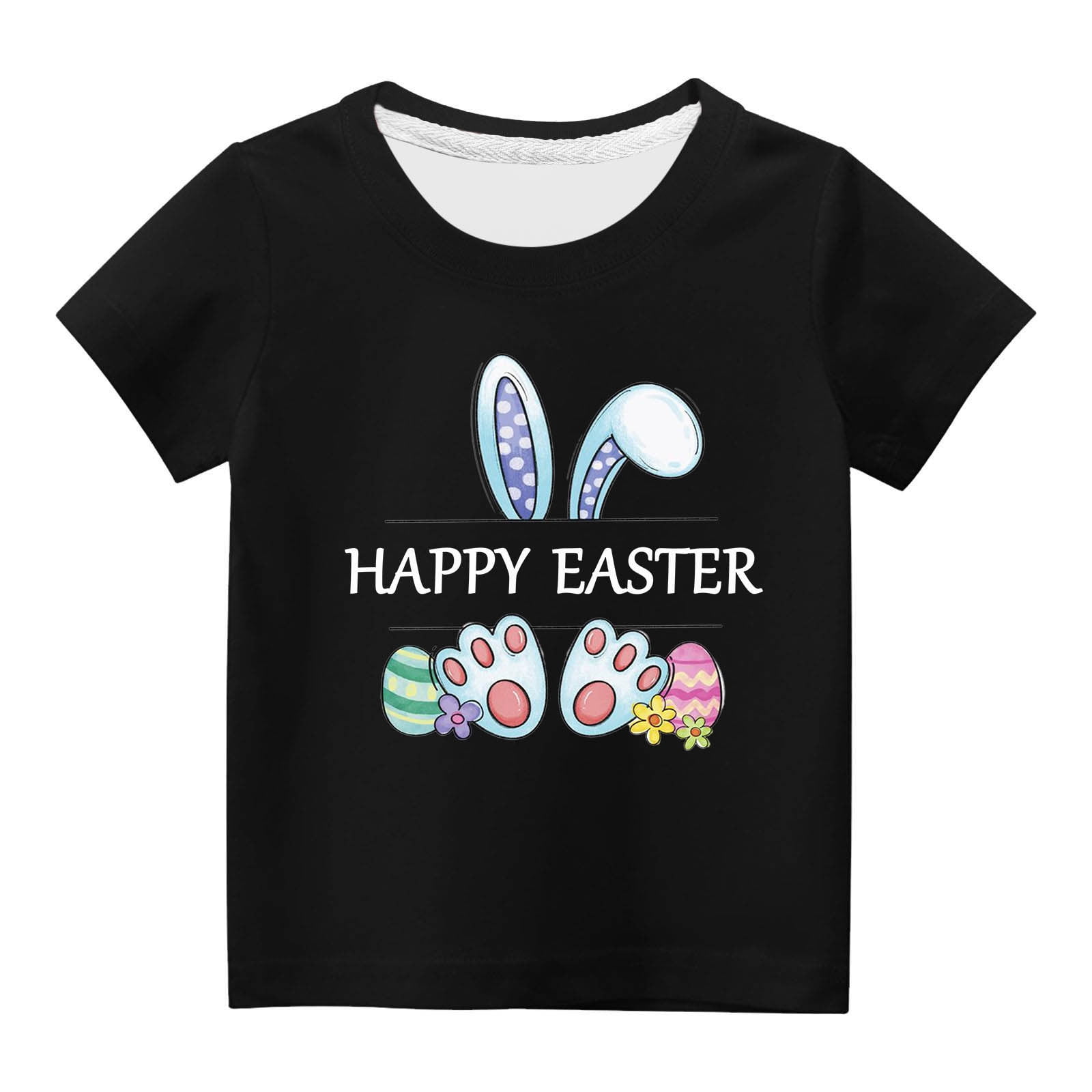 Jgppe Boys Girls Easter T-Shirt Casual Loose Short Sleeves Printed ...