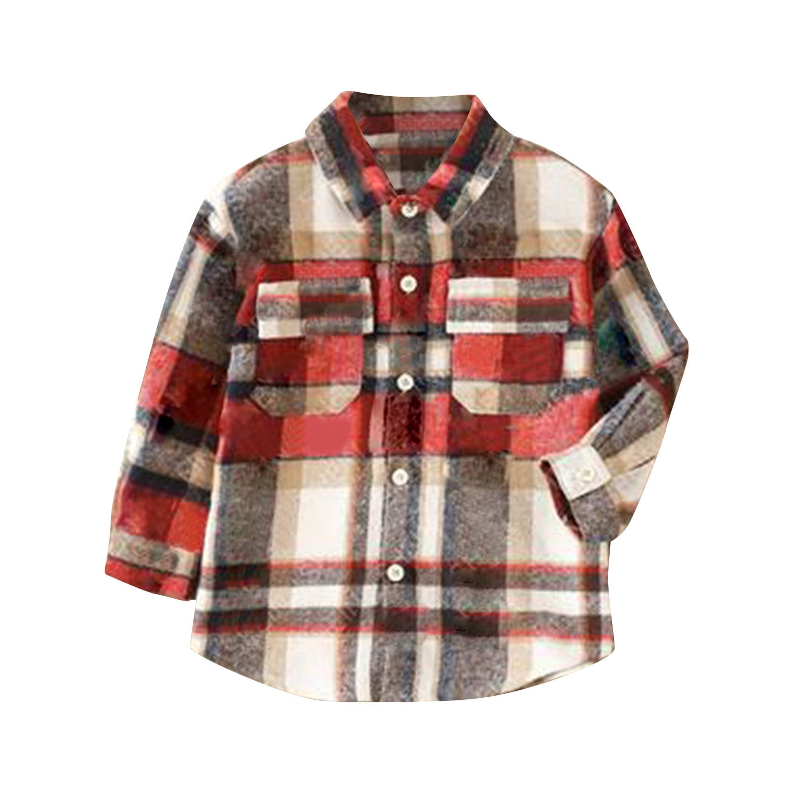 Jgppe Boys Girls Plaid Flannel Shirt Winter Fall Warm Long Sleeve ...