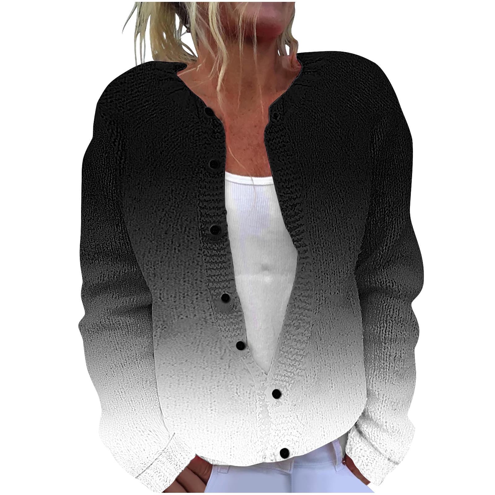 Jgppe Casual Sweater Jackets for Women Plus Size Button down Soft Warm ...