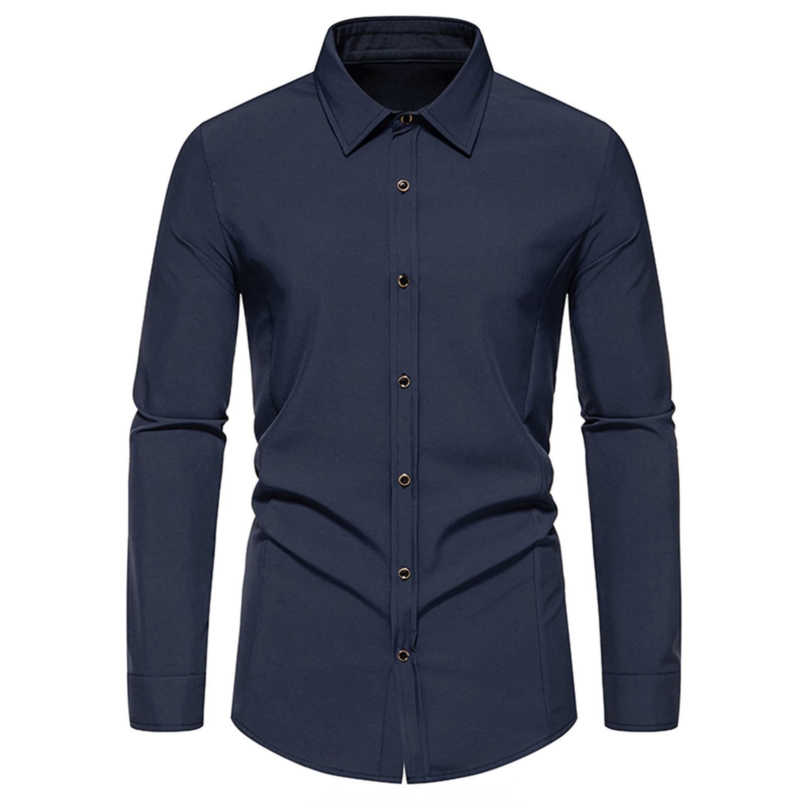 Jgppe Dress Shirts for Men Slim Long Sleeve Solid Color Basic Button ...