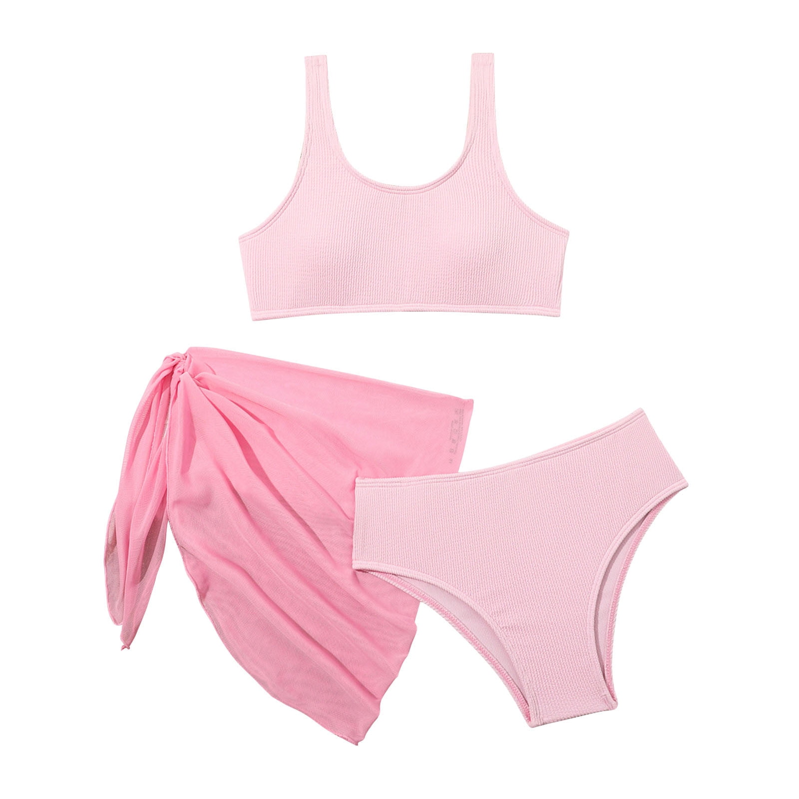 Jgppe Girls 3 Piece Swimsuits with Cover up High Cut Bikini Set Bathing ...