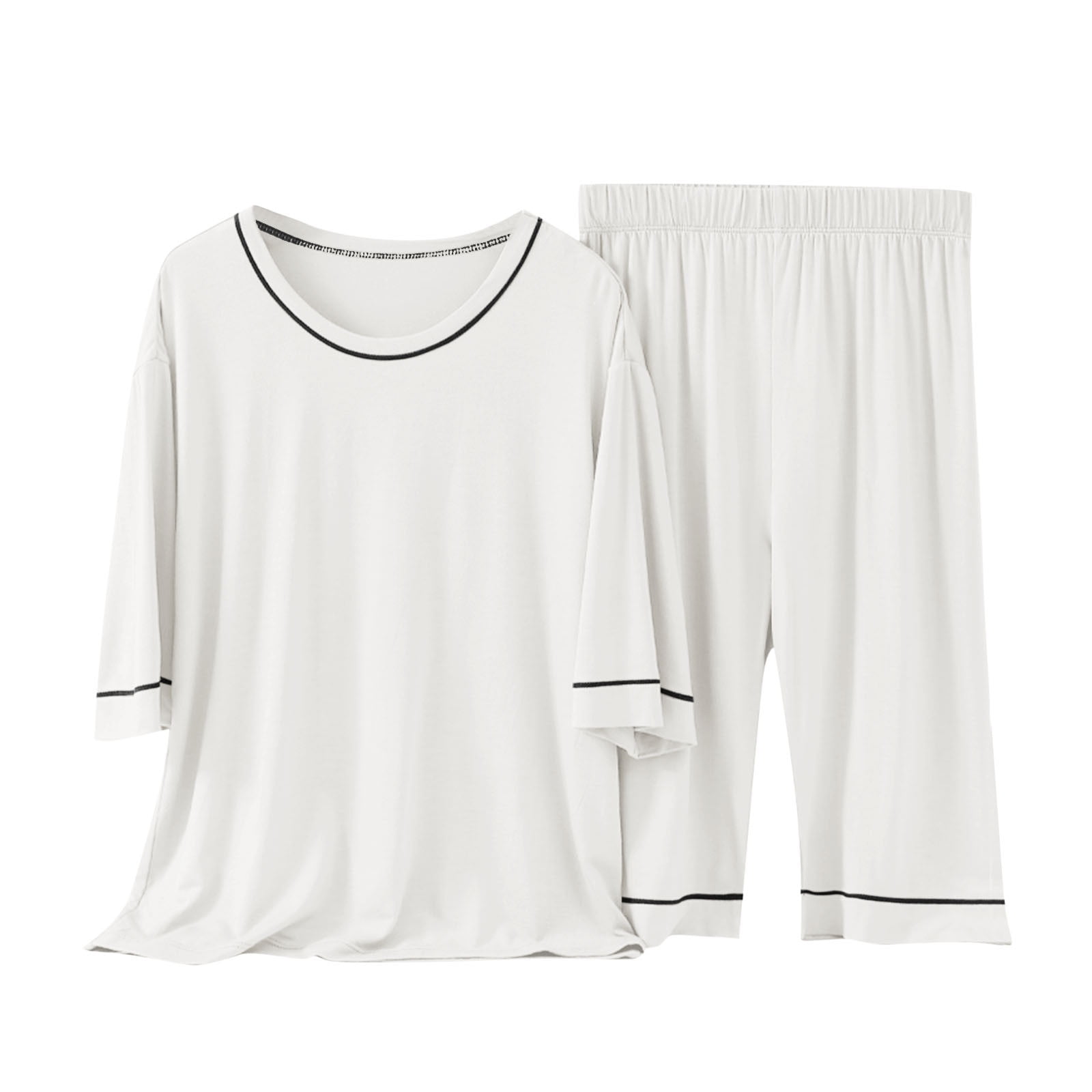 Jgppe Girls Comfort Pajamas Side Leg Capri Pants and Loose Half Sleeve ...