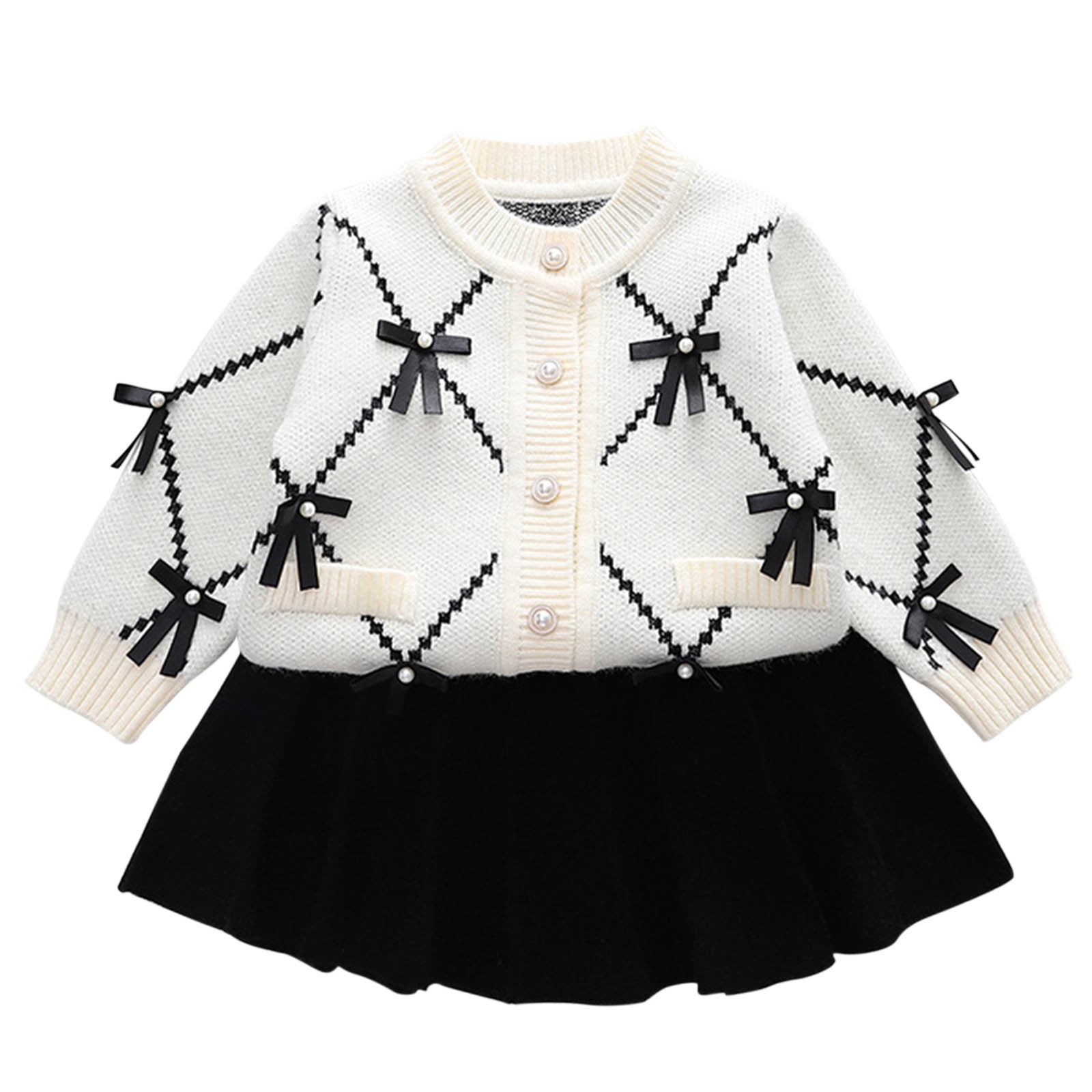 Jgppe Girls Knit Dress Outfits Long Sleeve Sweater Cardigan and Pleated ... Jgppe Girls Knit Dress Outfits Long Sleeve Sweater Cardigan and Pleated ...