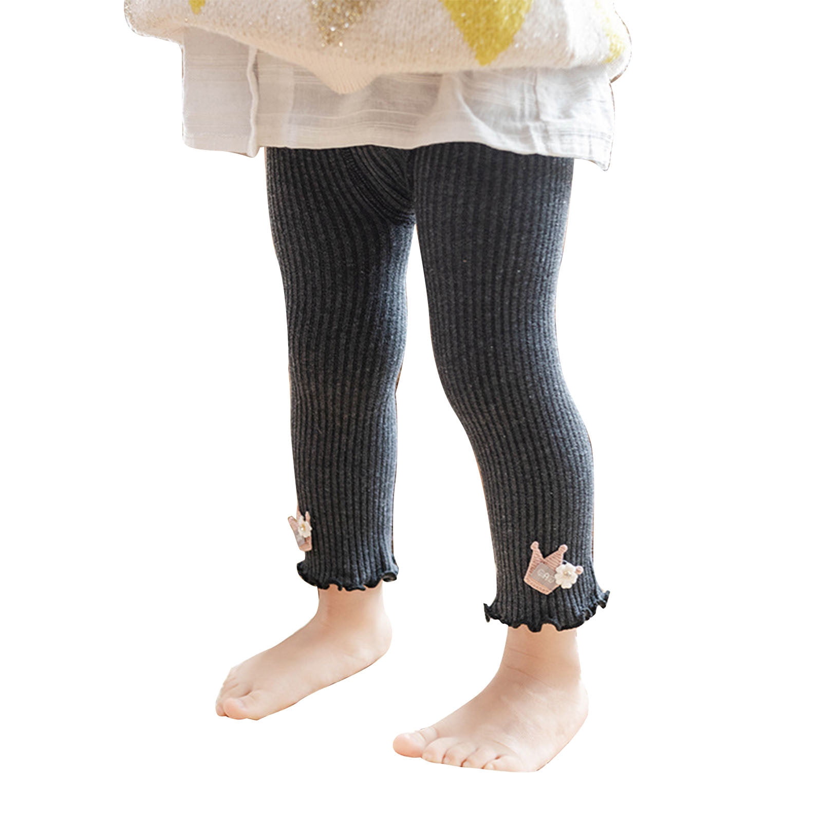 Jgppe Girls Knit Legging Cute Ribbed Toddlers Ankle Length Cotton ...