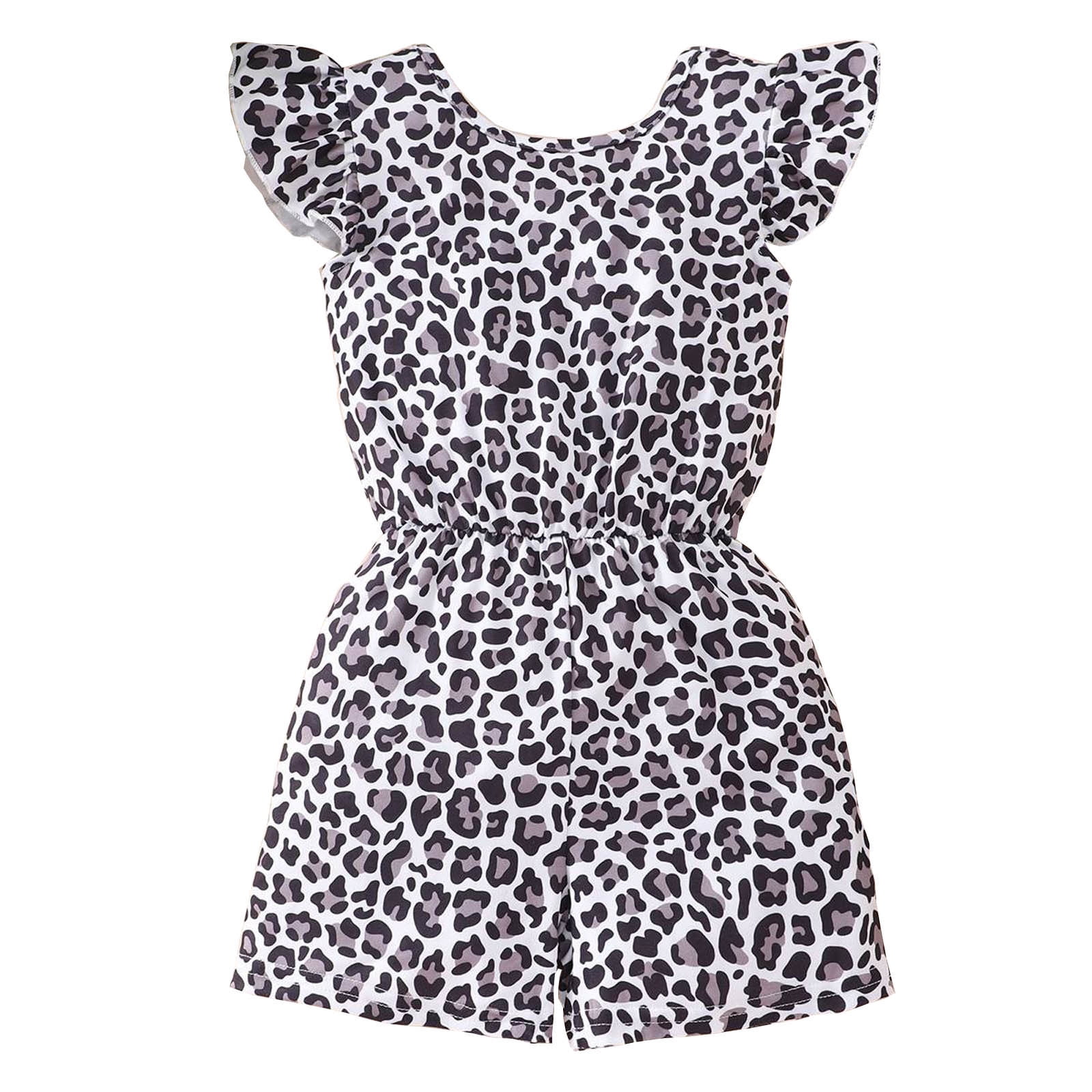 Jgppe Girls Wide Leg Romper Ruffle Sleeve Colorful Printed Stretchy ...