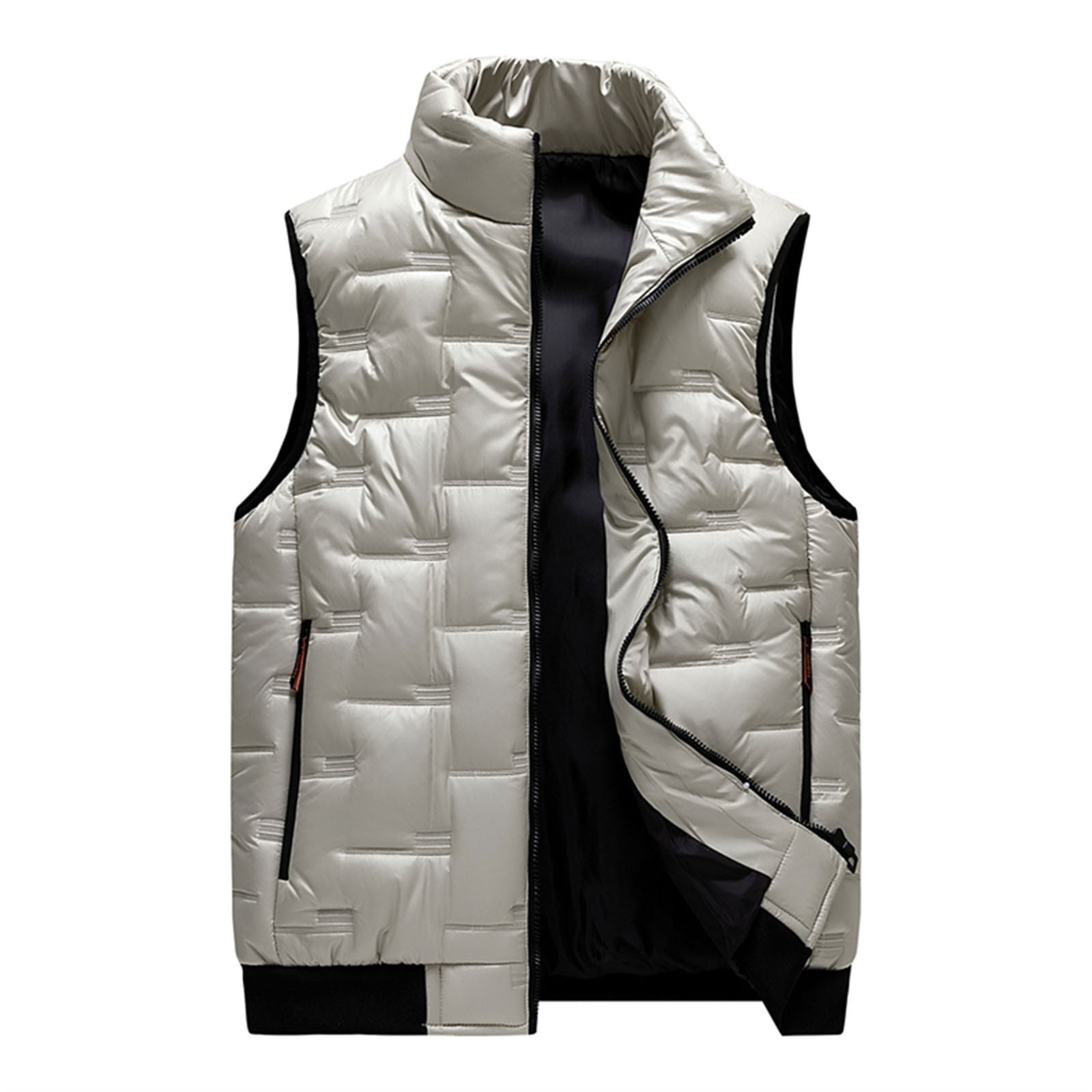 Jgppe Men Lightweight down Vest Coat Hooded Zipper Padded Sleeveless ...