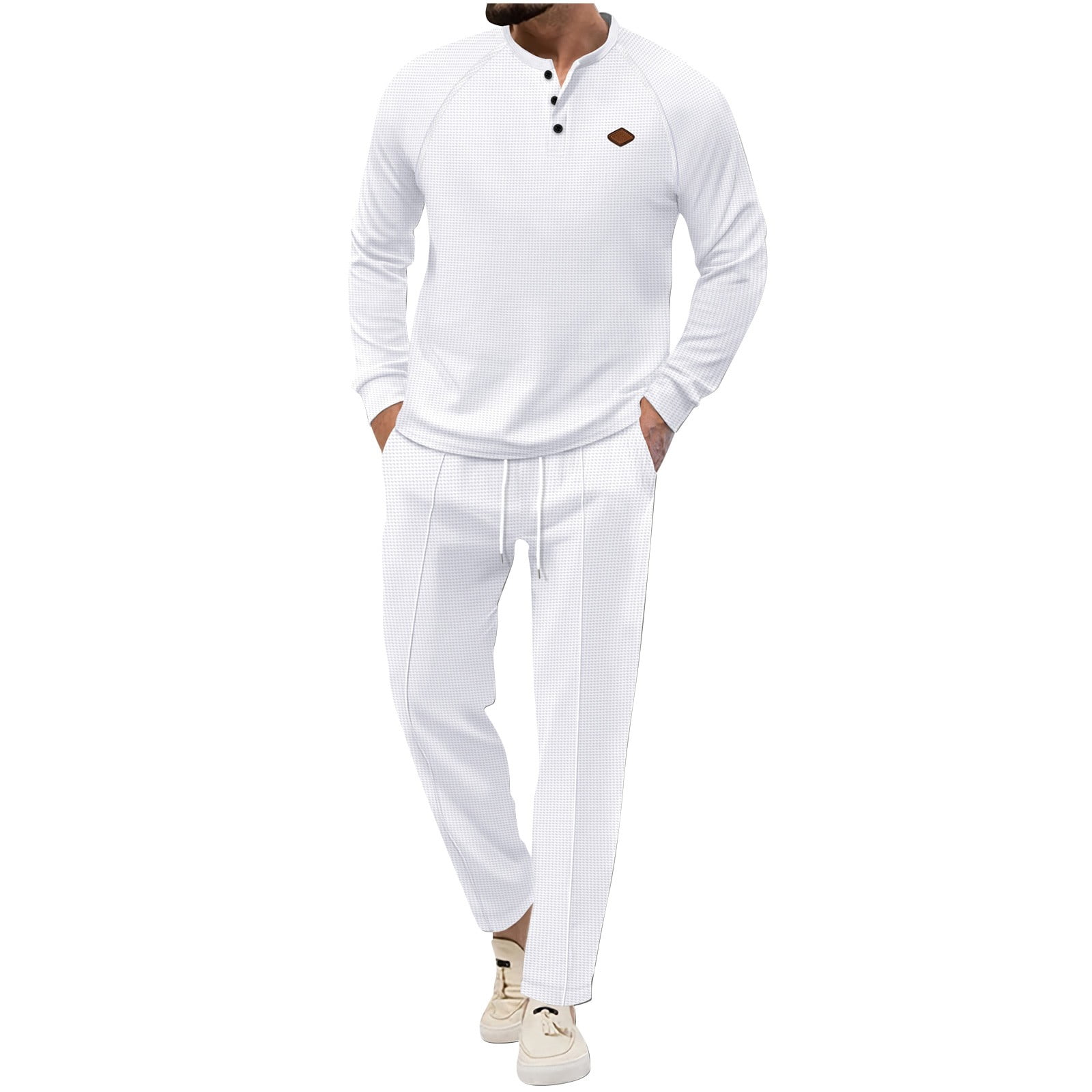 Jgppe Men's 2 Piece Outfits Casual Long Sleeve Solid Color Button up ...