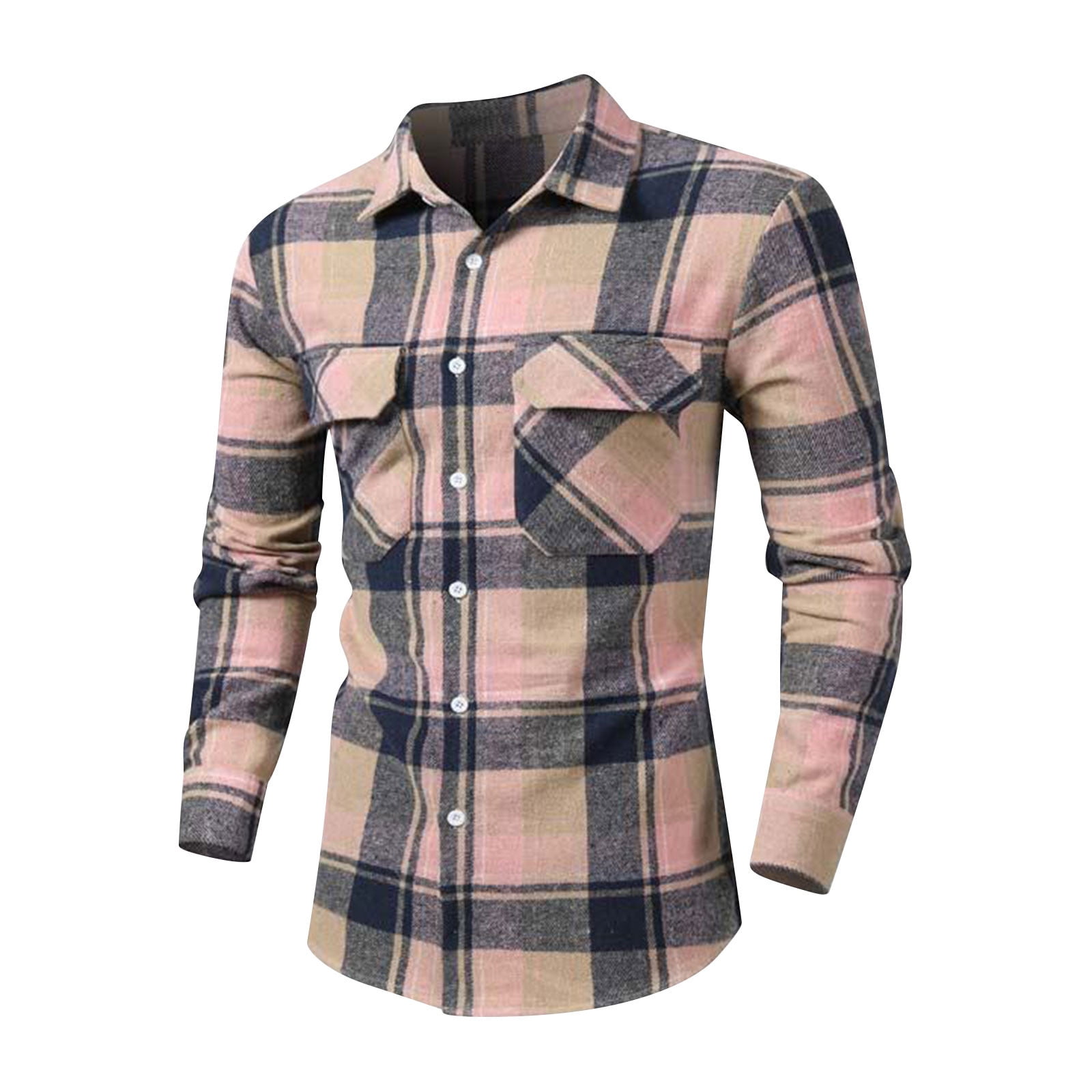 Jgppe Men's Flannel Plaid Shirts Long Sleeve Casual Thermal Button down ...