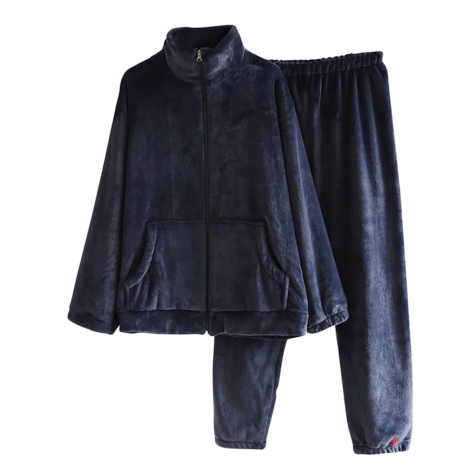 Jgppe Men's Fleece Pajama Sets Warm Full Zip Long Sleeve Tops and Pants ...