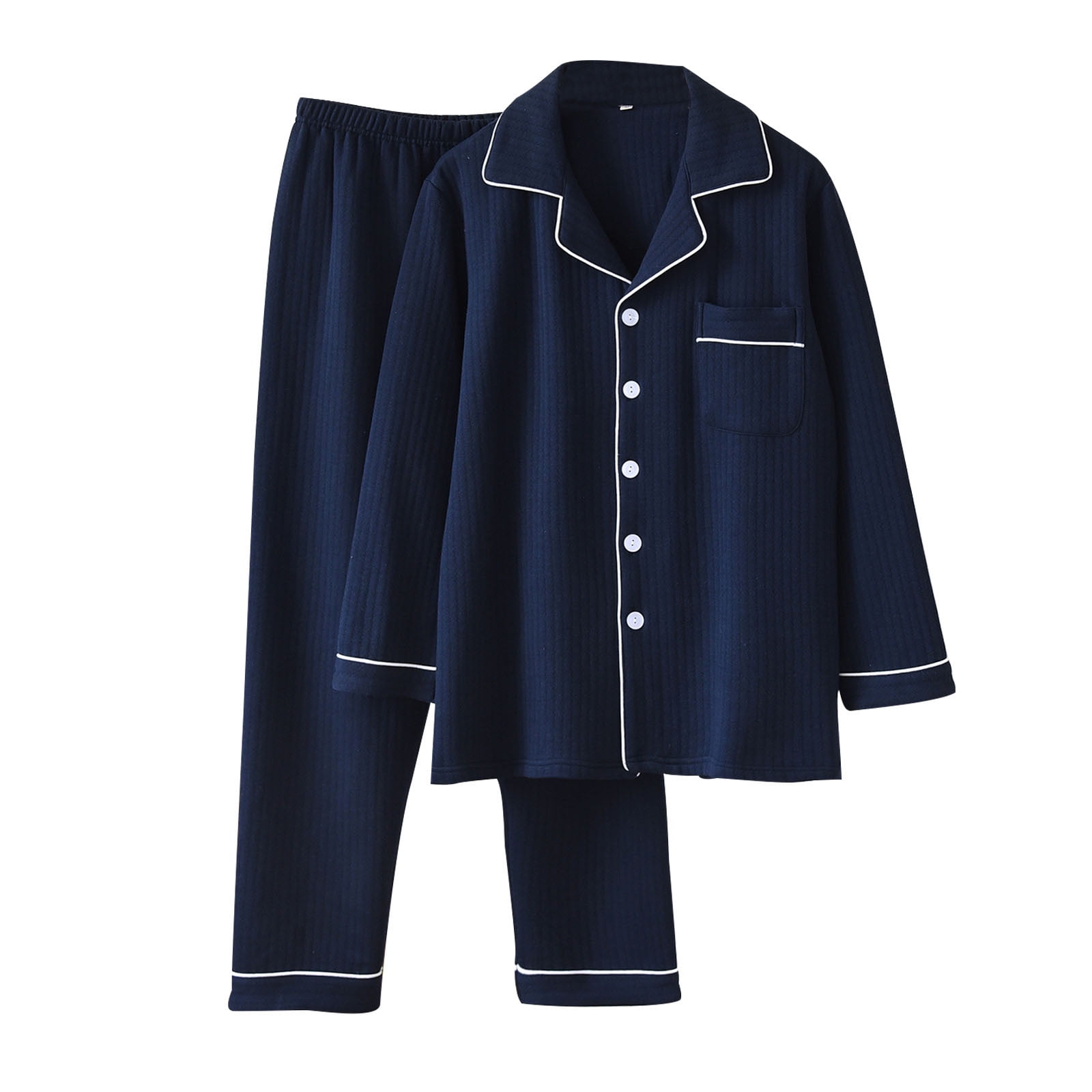 Jgppe Mens Cotton Pajamas Set Comfy Button down Long Sleeve Shirt ...