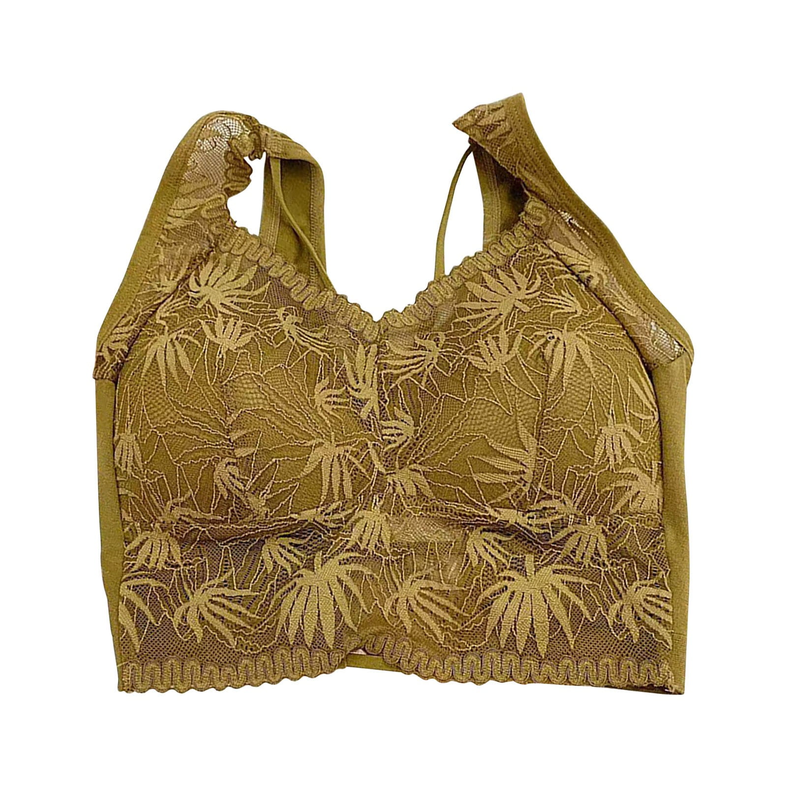 Jgppe Women Lace Bras Trendy Longline Padded Wirefree Sheer Mesh Full ...