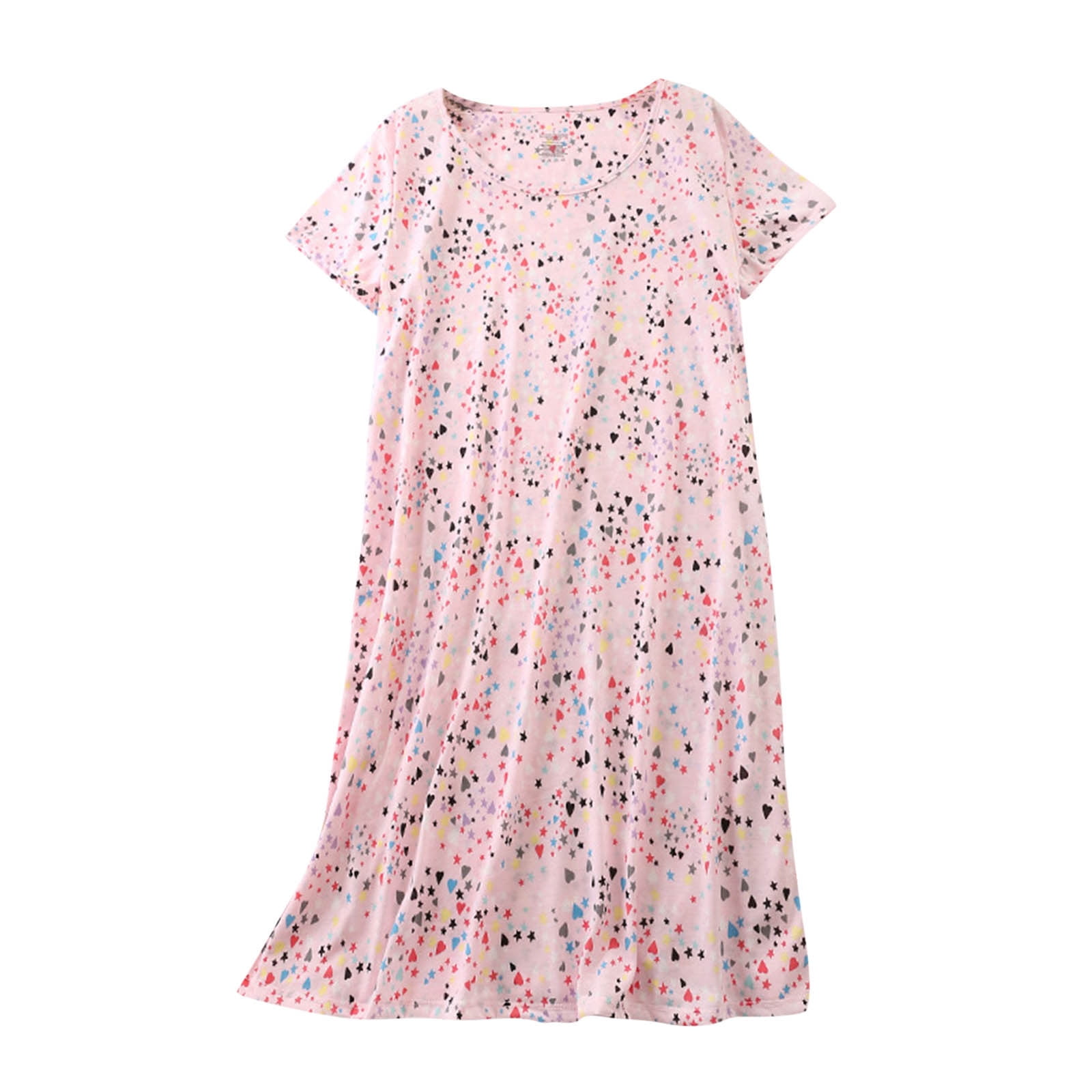 Jgppe Women's Cotton Nightgown, Lightweight Knit, Short Sleeve, Floral ...