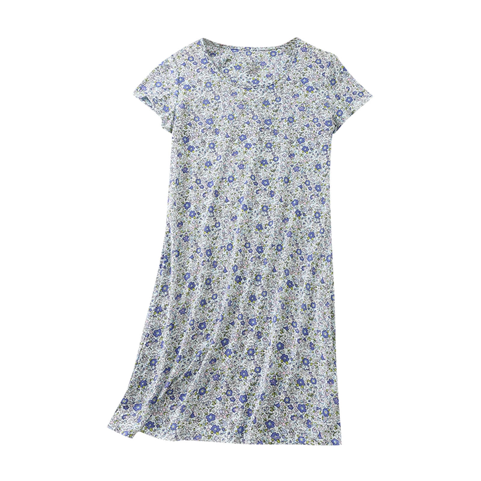 Jgppe Women's Cotton Nightgowns Lightweight Knit Short Sleeve Floral ...