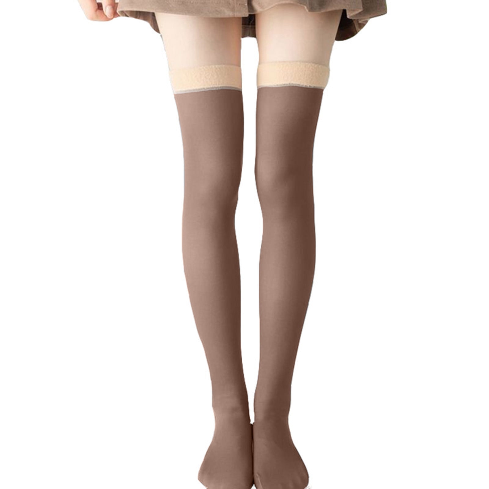 Jgppe Womens Socks Fleece Lined Thigh Fake Translucent Warm over Knee ...