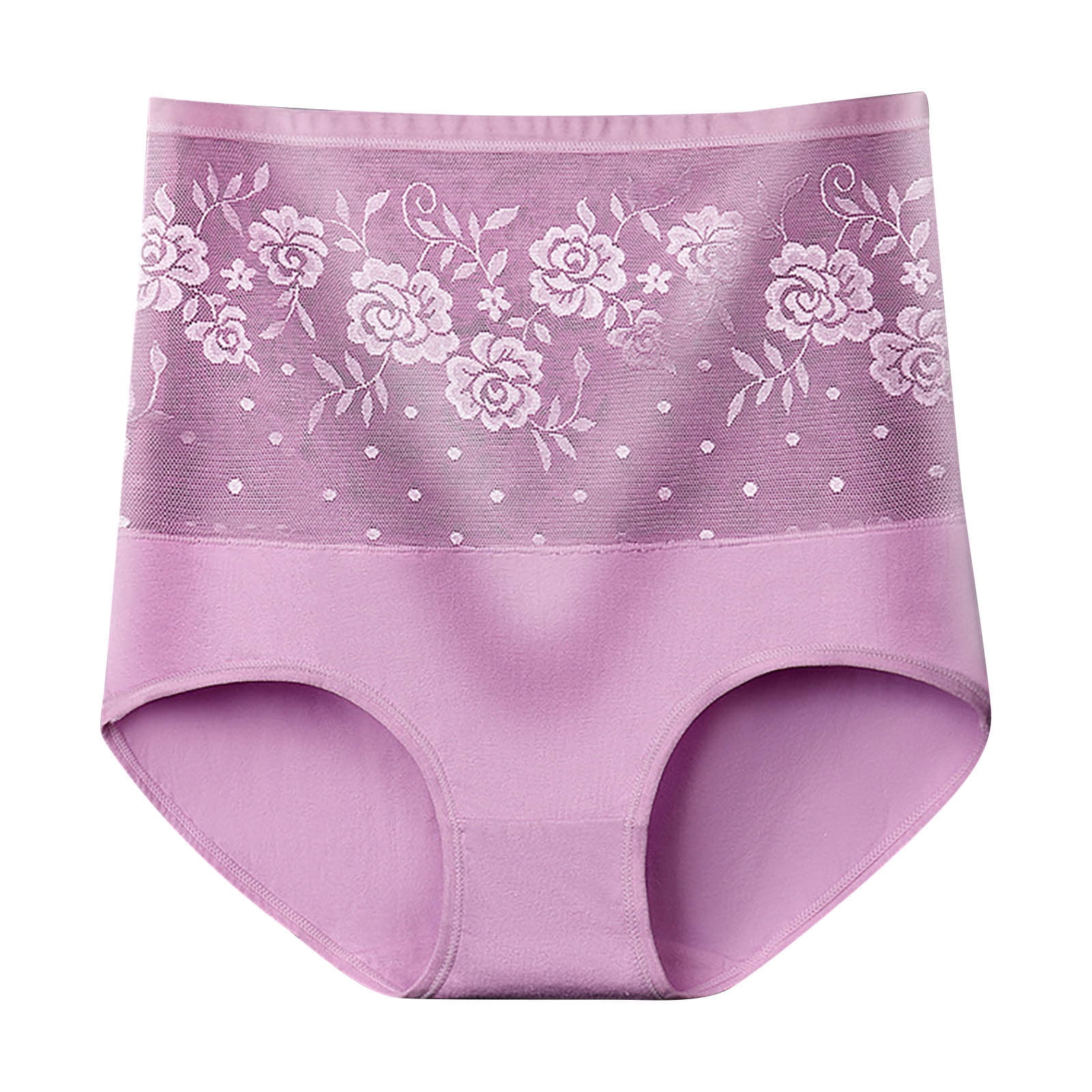 Jgppe Womens High Waist Underwear Cotton Comfort Floral Printed Belly ...