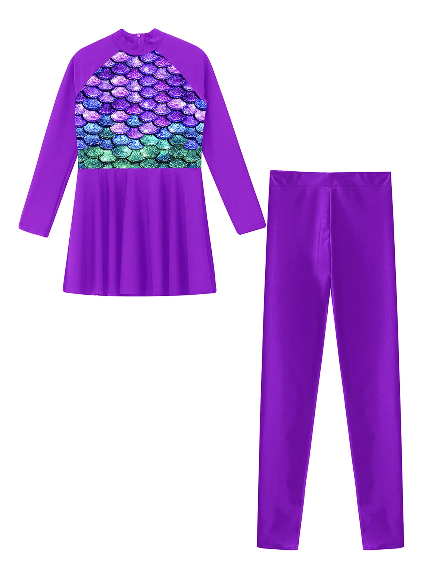 Jhaoyu Big Girls Rash Guard Swimwear Long Sleeve Swimming Dress with ...