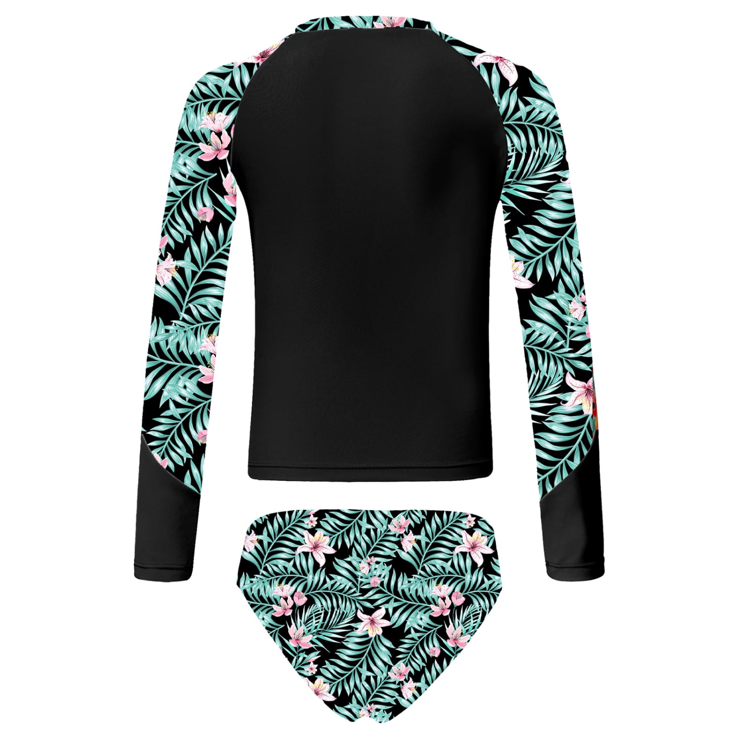 Jhaoyu Chid Girls 2 Piece Swimwear Rash Guard Long Sleeve Swimsuit Swim ...