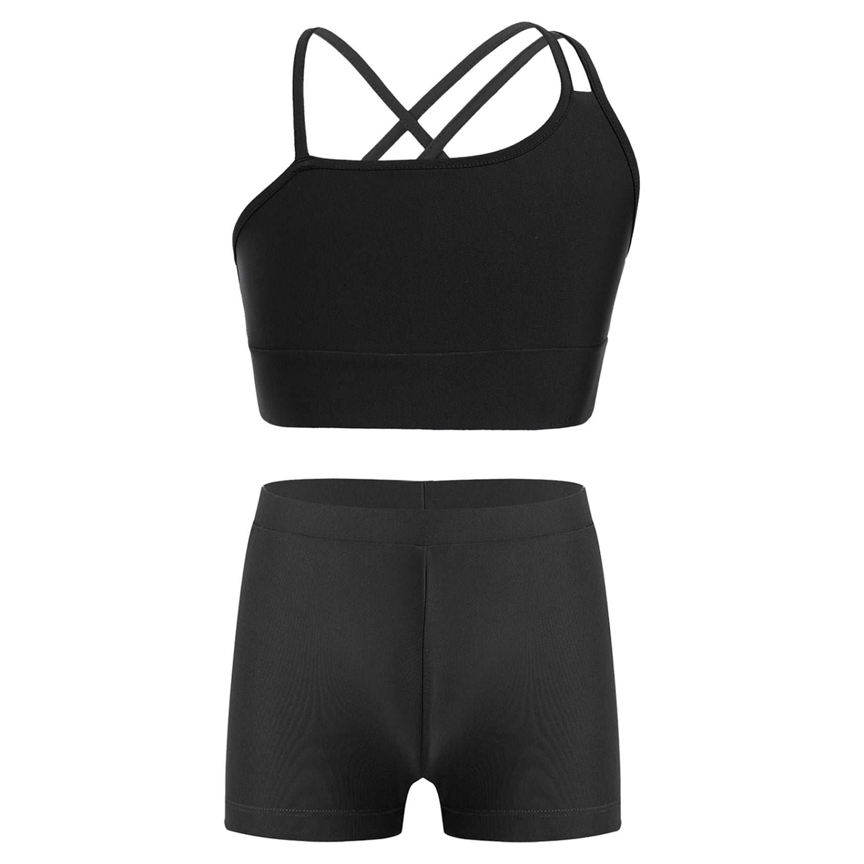 Jhaoyu Kids Girls 2 Piece Dance Sport Outfits Gymnastics Dancewear Crop ...
