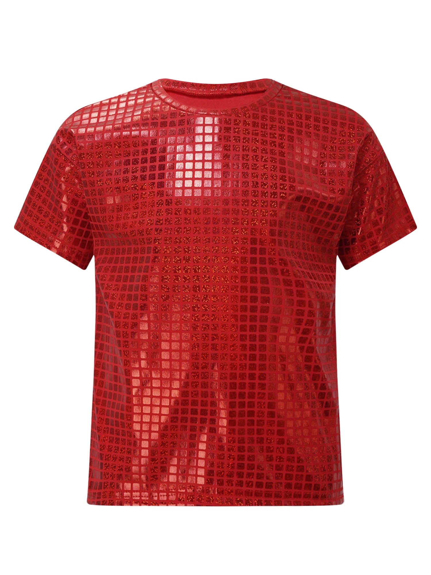 Jhaoyu Kids Girls Boys Shiny Metallic Jazz Hip Hop Dance Tops Tees ...