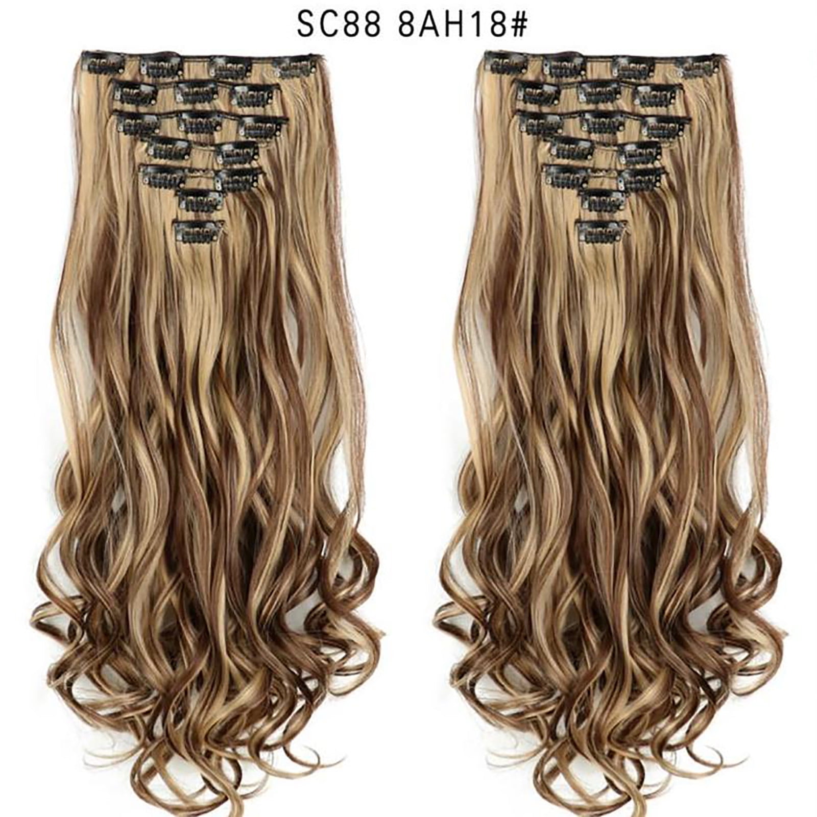 Jhbxhhd Human Hair Wig 7-Piece Set Matte Clip Wig Curly Hair Big Wave ...