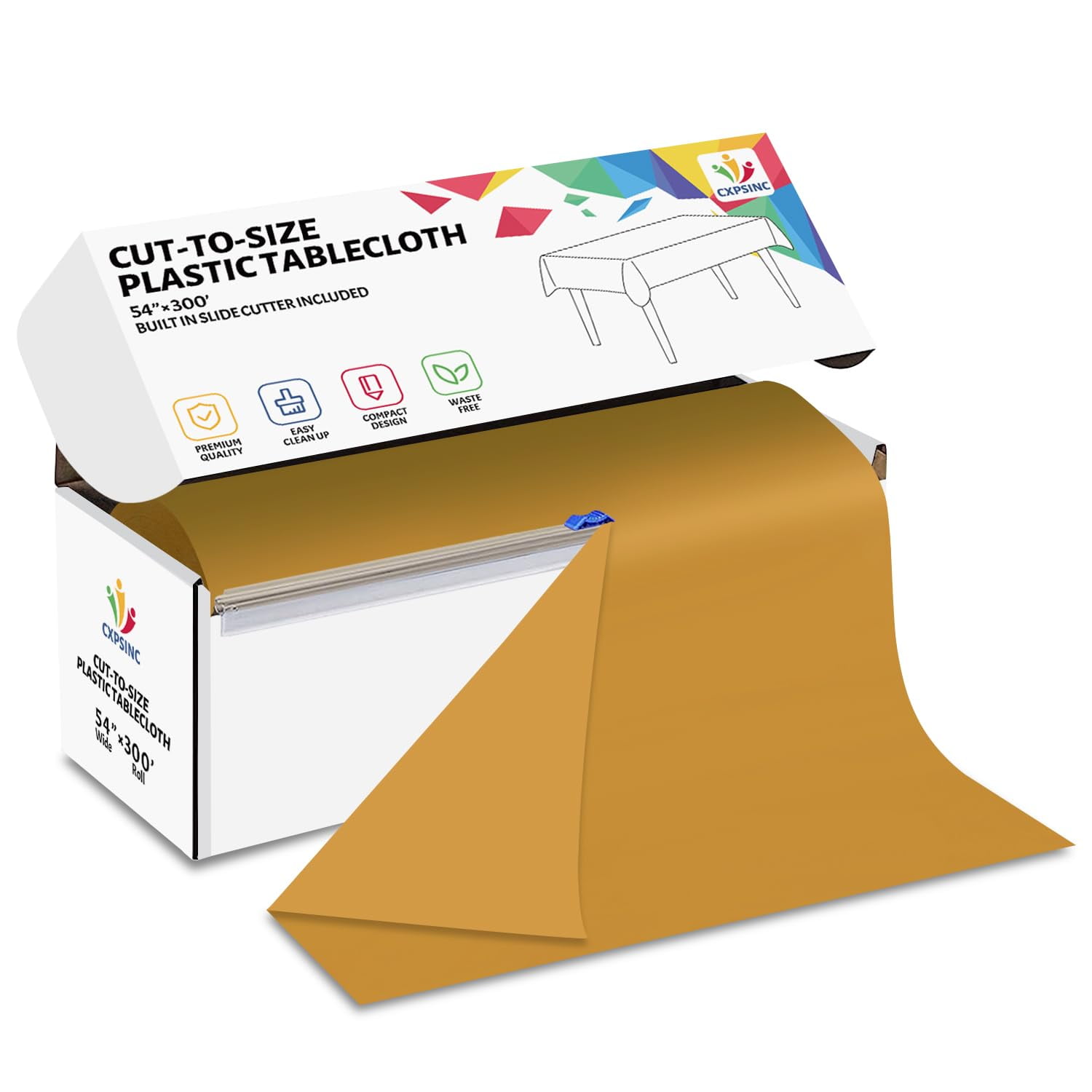 Jhdzdhy 54" X 300ft Plastic Table Cover Roll Disposable Tablecloth with ...