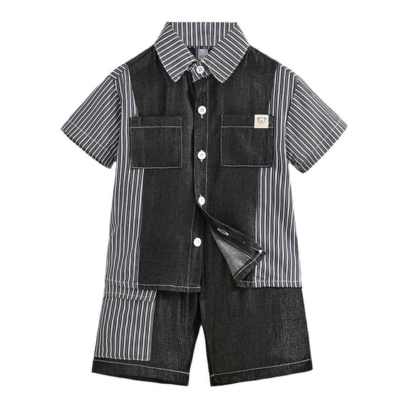 Jhhlsf Boys Matching Sets Spring Summer Striped Plaid Short Sleeve ...