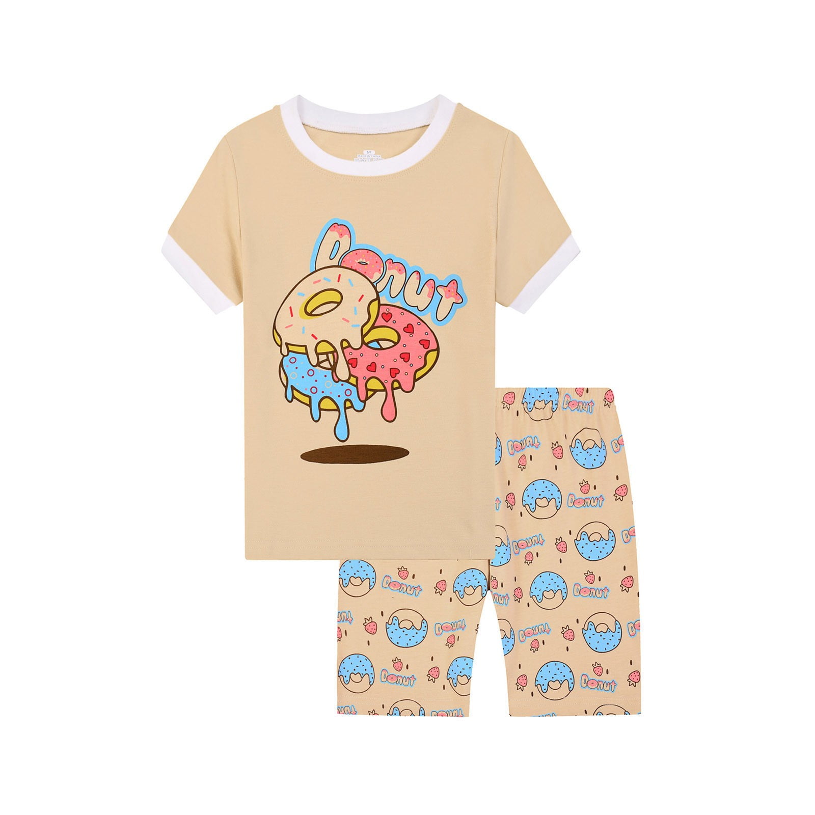 Piomll Boys Outfit Sets Cartoon Print Loose Casual T Shirt Grid Shorts ...