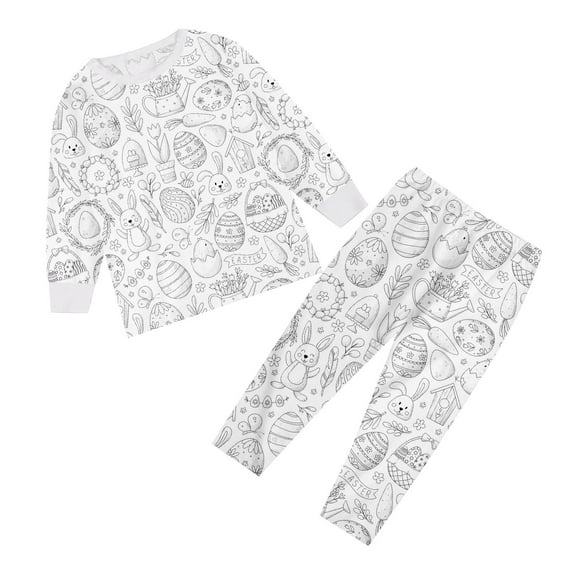 Jhhlsf Boys Outfit Sets Long Sleeve Pants Pajamas Cute Bunny Egg Print ...