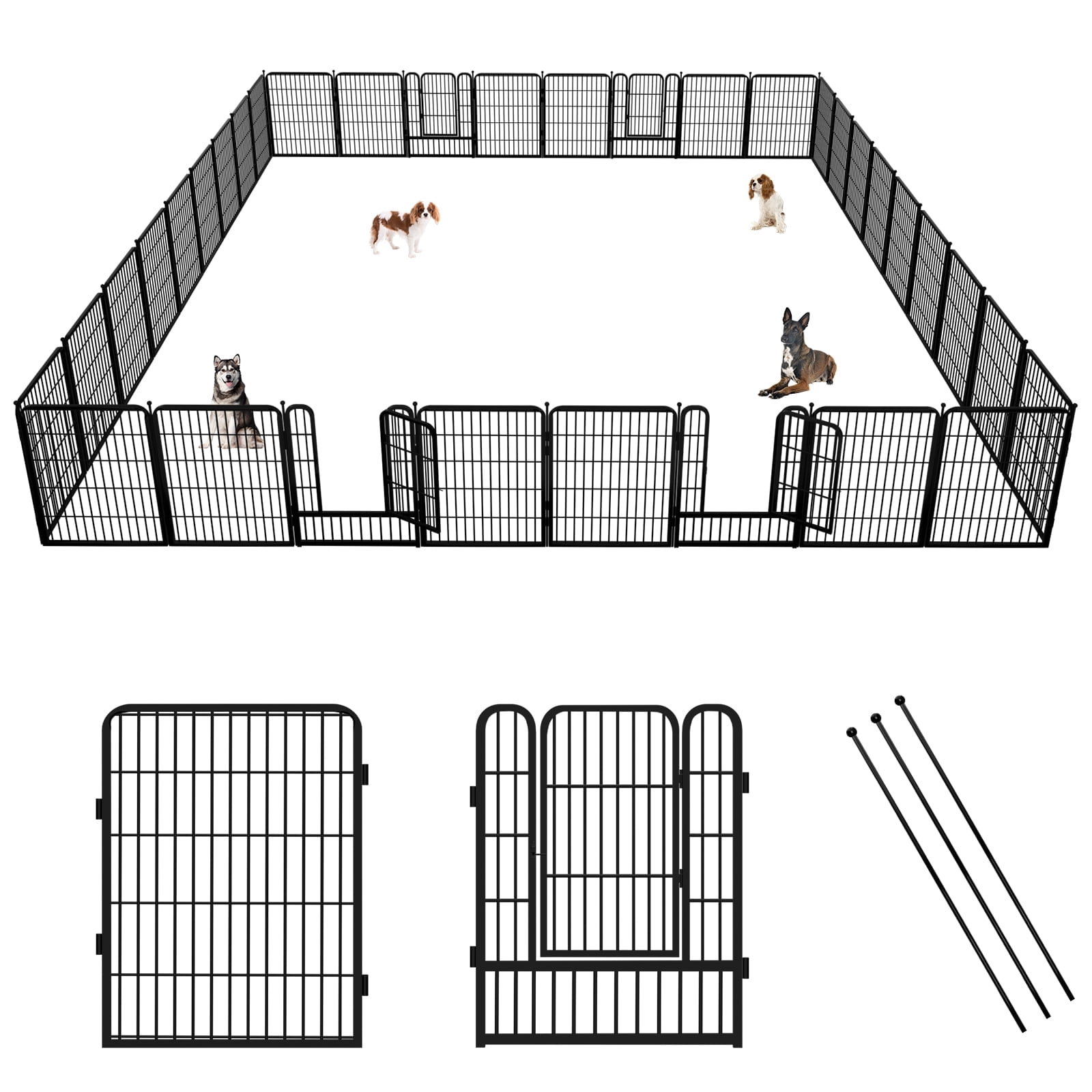 Jhsomdr 32" Height Heavy Duty Metal Dog Playpen 34 Panels Exercise Dog ...