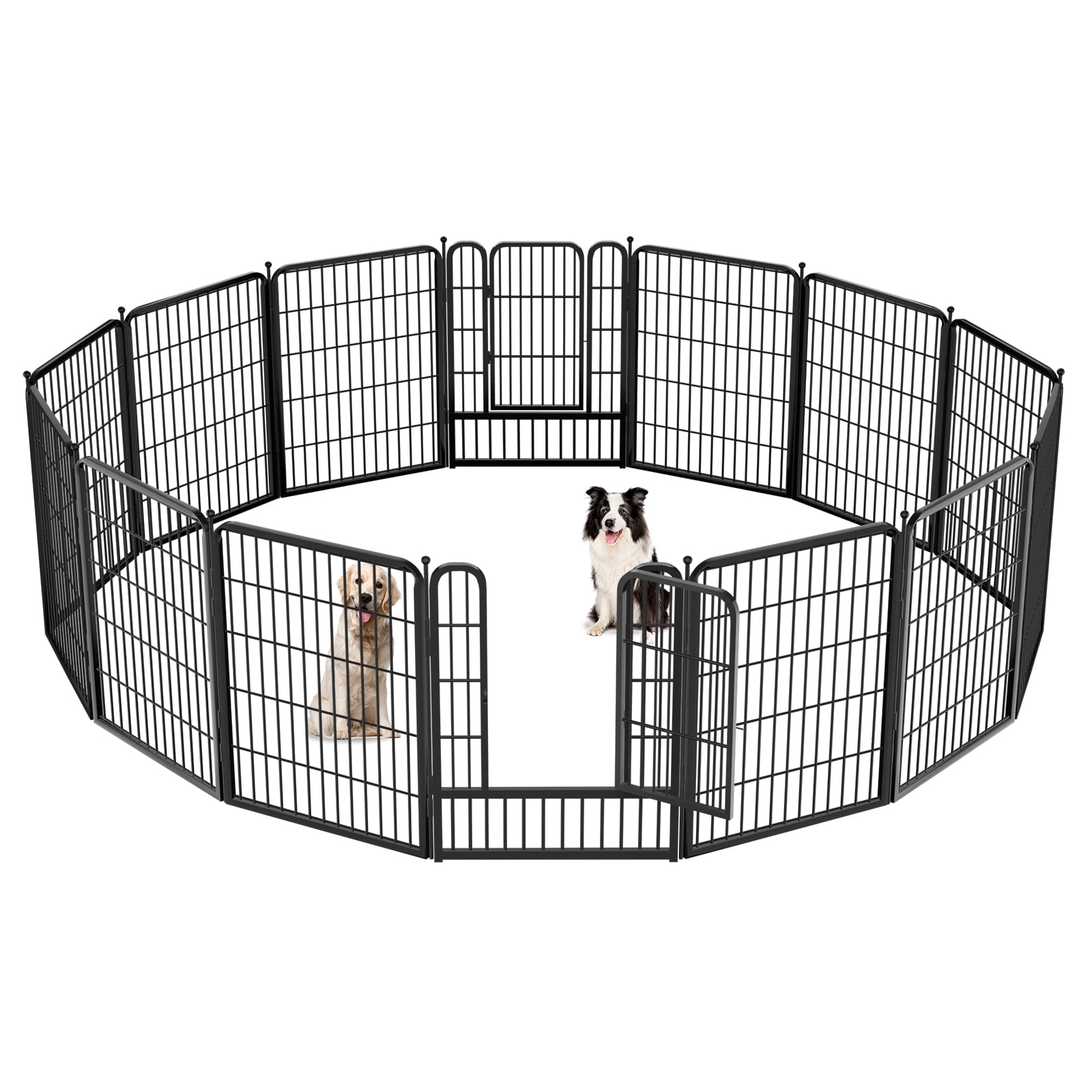 Jhsomdr 32" Height Heavy Duty Metal Dog Playpen 14 Panels Exercise Dog ...