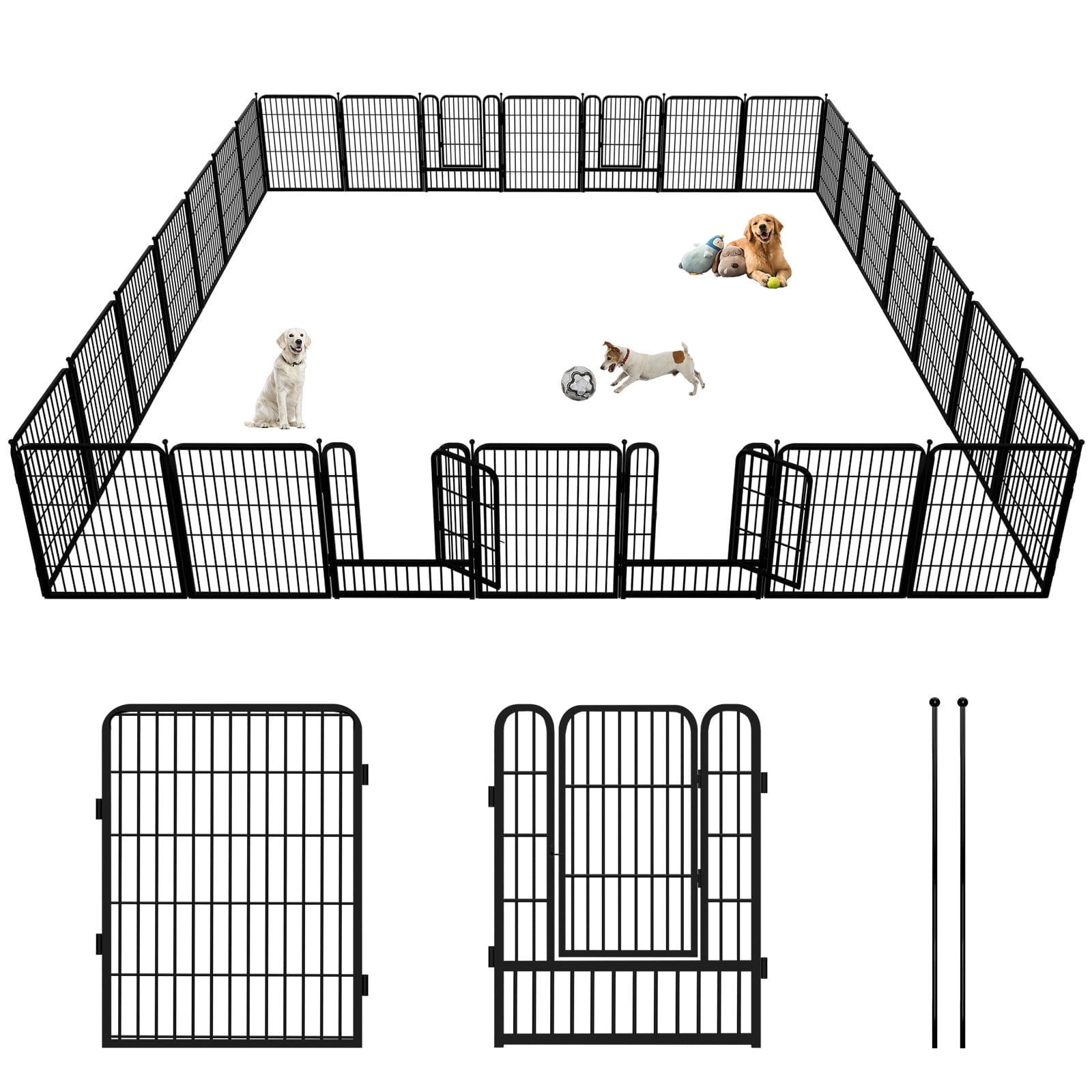 Jhsomdr 32" Height Heavy Duty Metal Dog Playpen 28 Panels Exercise Dog ...